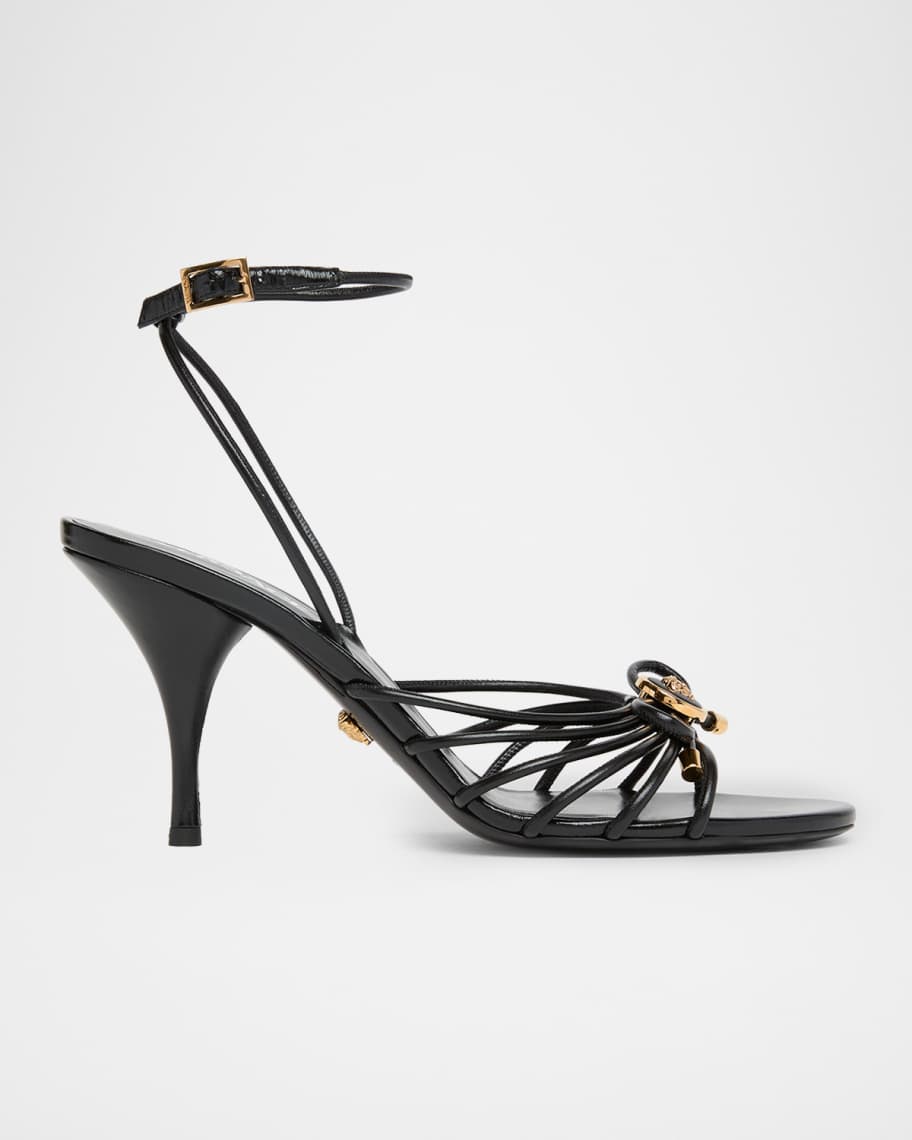 Versace 85mm Opera Bow Leather Sandals | Neiman Marcus