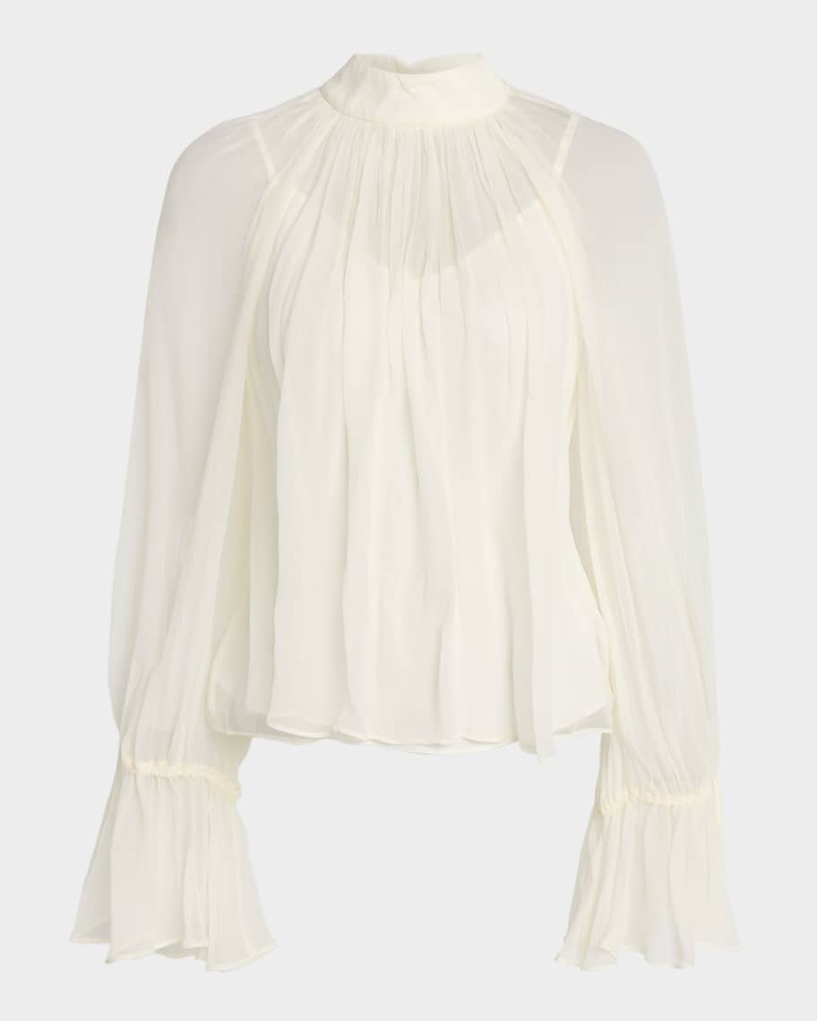 STAUD Roux Chiffon High-Neck Top | Neiman Marcus