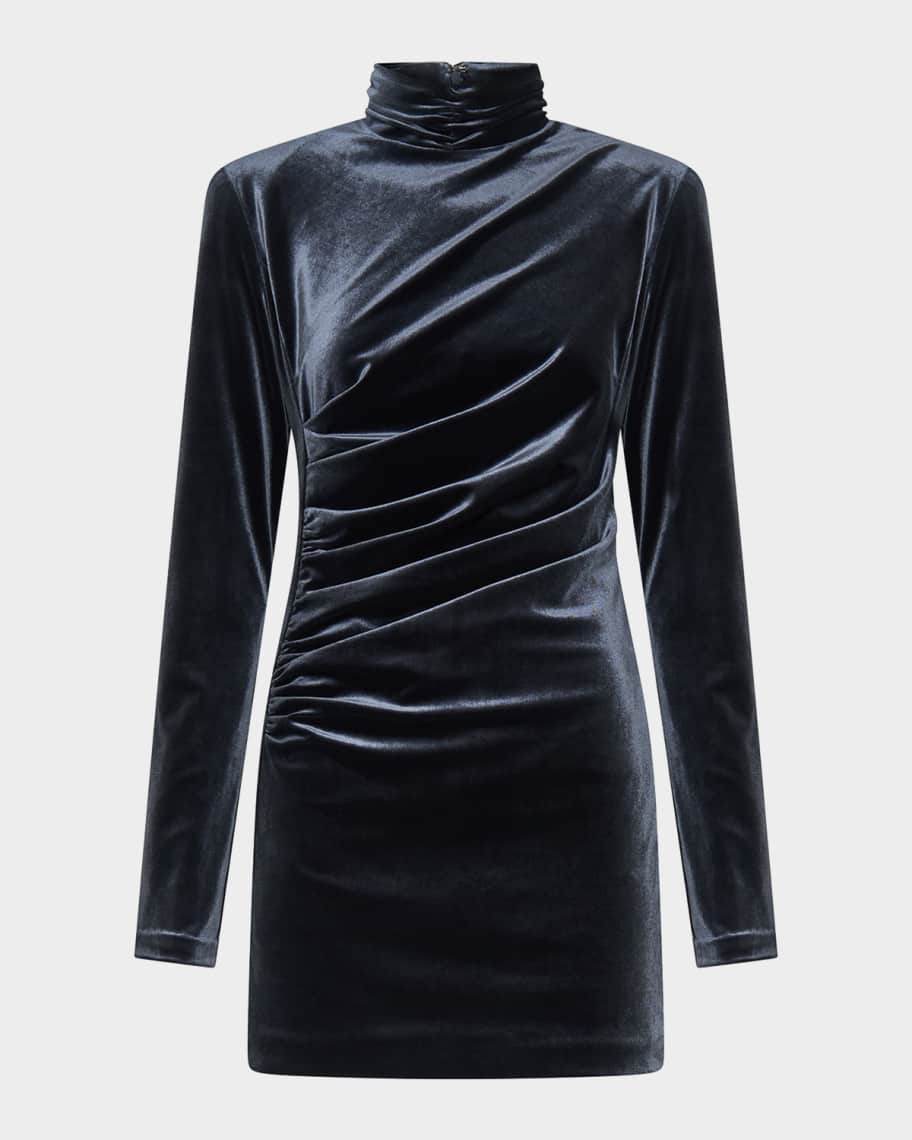 NICHOLAS Pilar Ruched Mock-Neck Mini Dress | Neiman Marcus