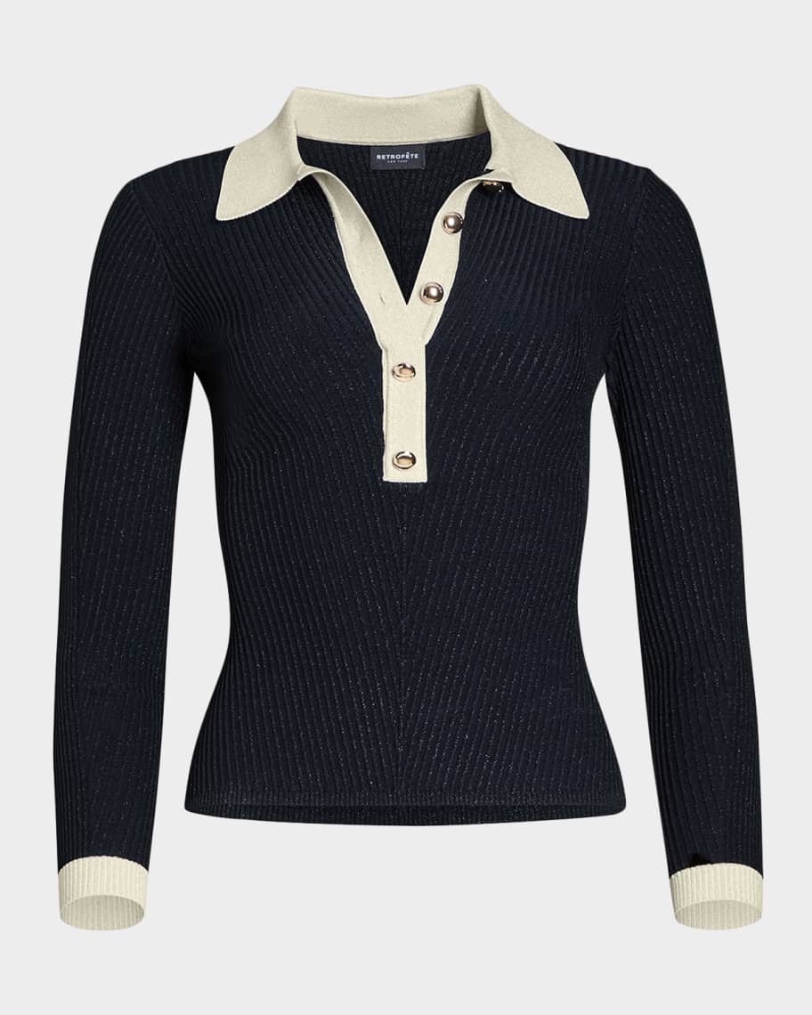 Retrofete Agata Metallic Knit Top | Neiman Marcus