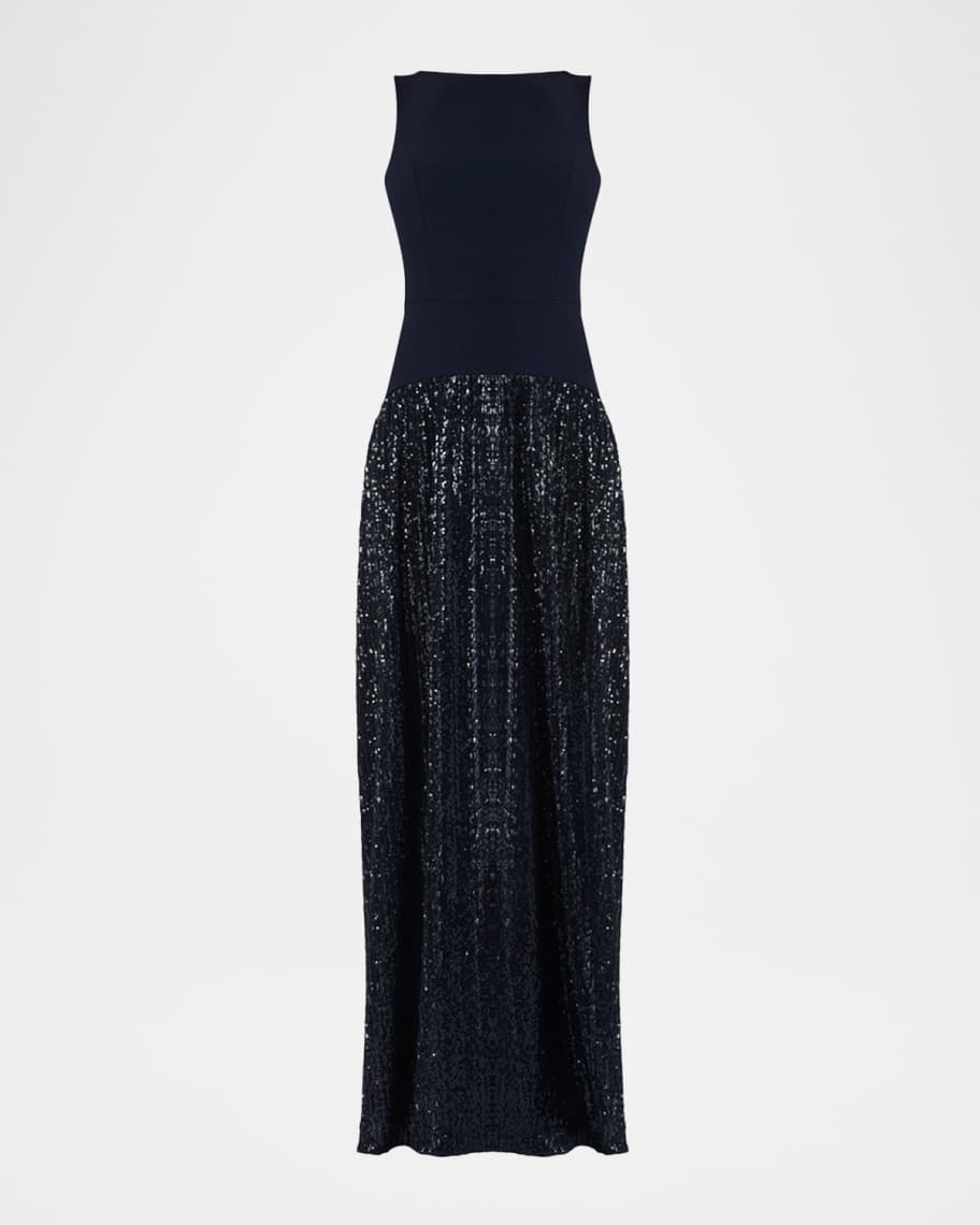 Shoshanna Dorothy Sleeveless Sequin Crepe Maxi Dress | Neiman Marcus