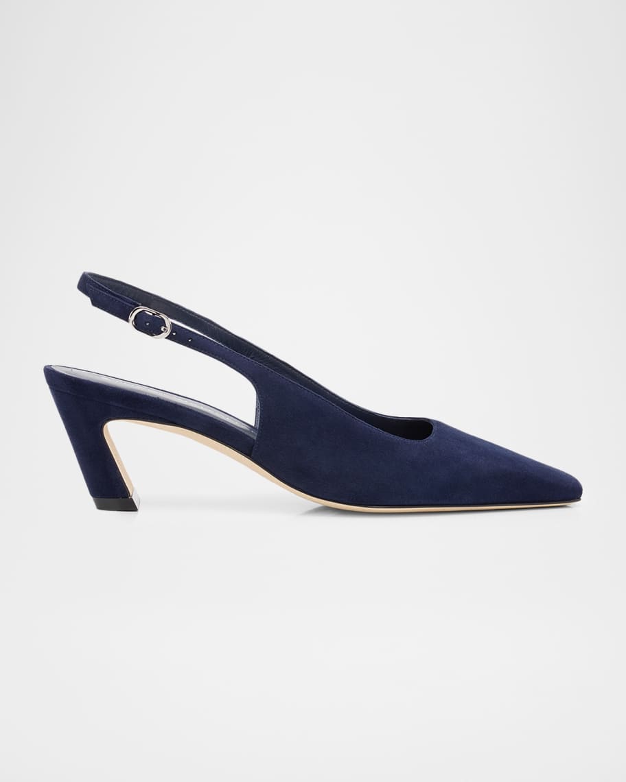 Stuart Weitzman 50mm Stassi Suede Slingback Pumps | Neiman Marcus