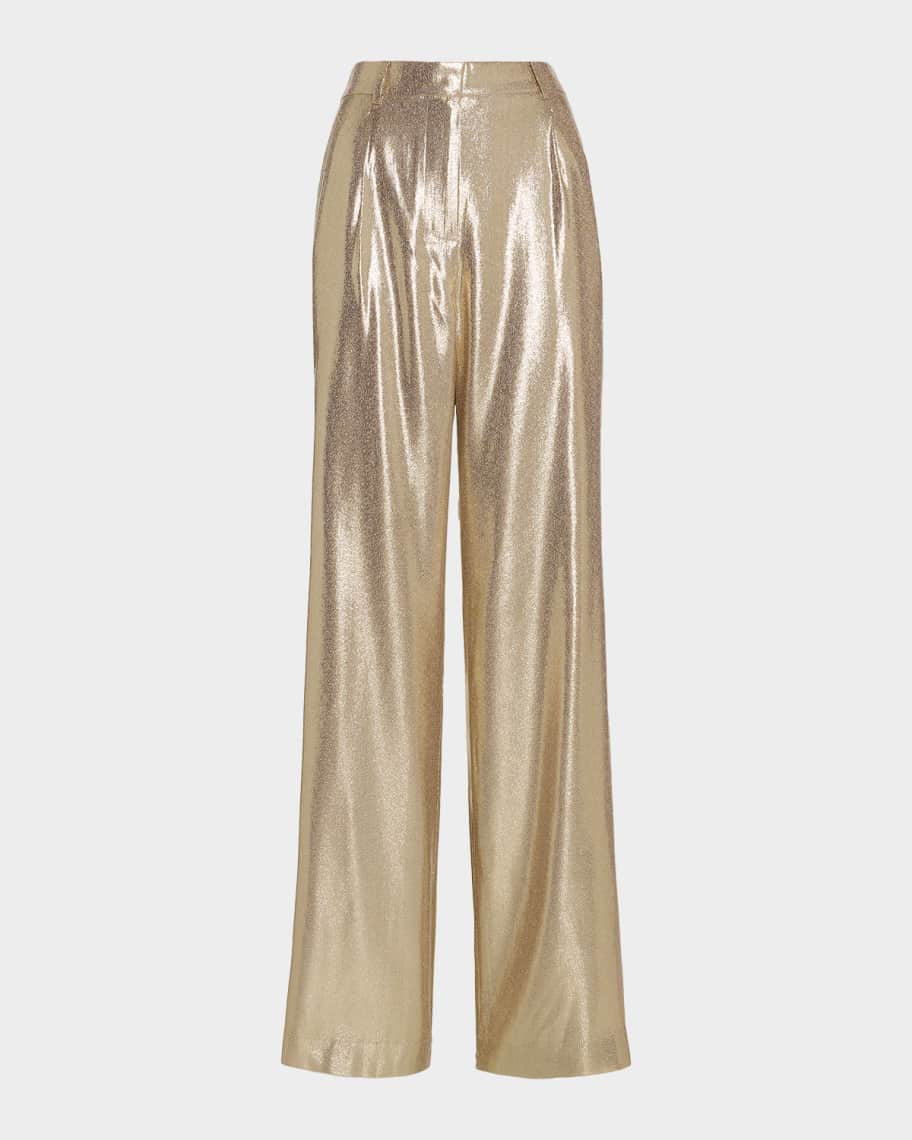 Ramy Brook Izzy Silk Lame Wide-Leg Pants | Neiman Marcus