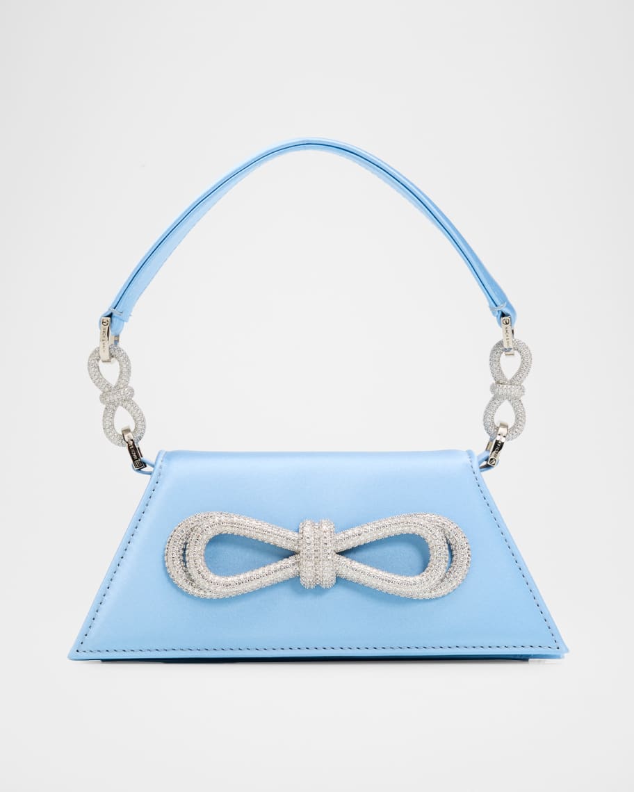 MACH & MACH Satin Double Crystal Bow Shoulder Bag | Neiman Marcus