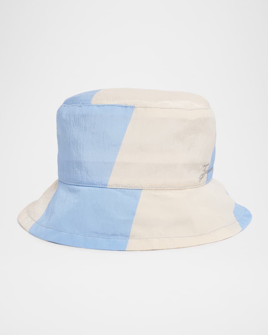 Jacquemus Men's Bicolor Logo Nylon Bucket Hat | Neiman Marcus