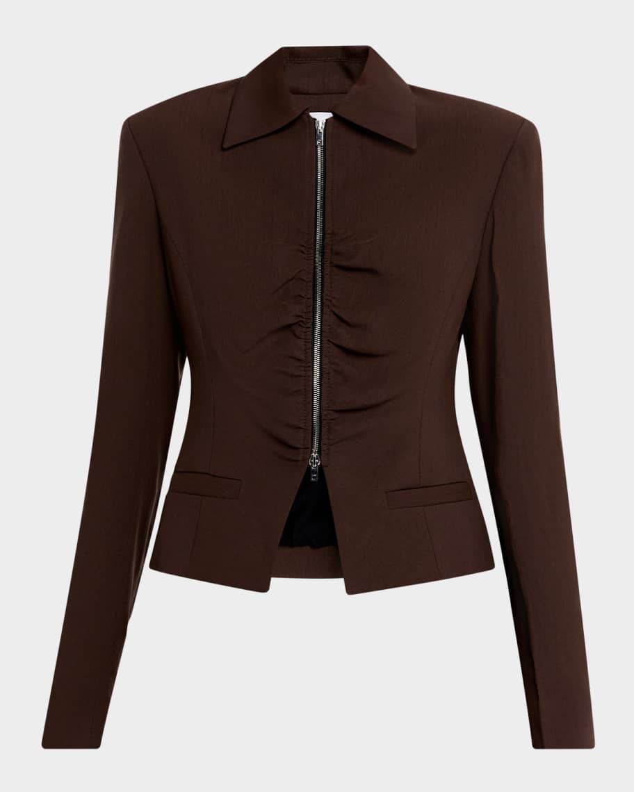 Iro Helvina Ruched Zip-Front Jacket | Neiman Marcus
