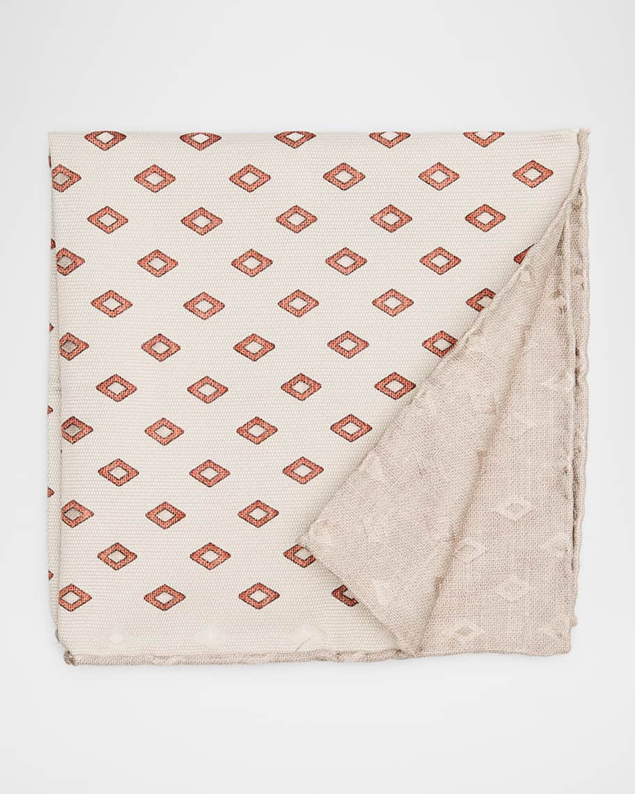 Brunello Cucinelli Men's Double-Face Geometric Silk Pocket Square ...