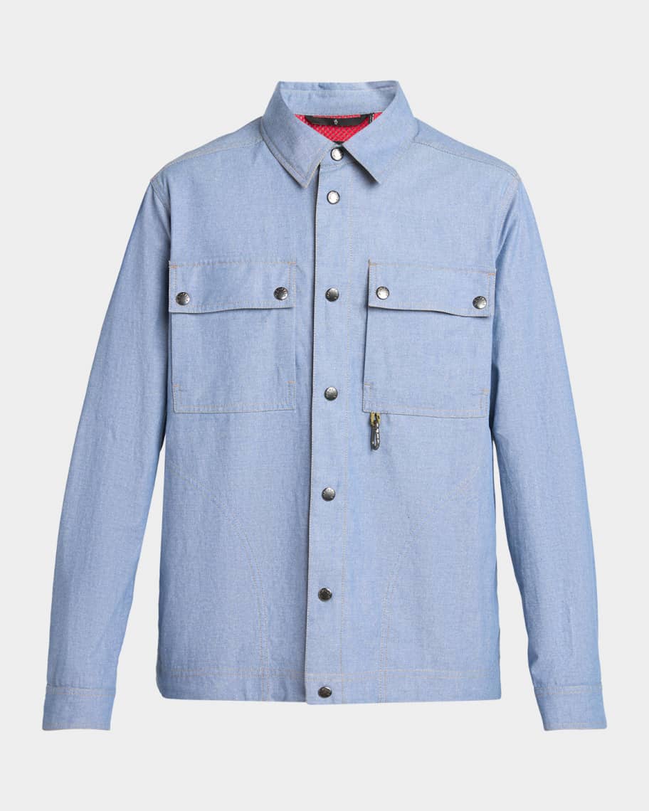 Moncler Men's Snap-Front Shirt Jacket with Clip | Neiman Marcus