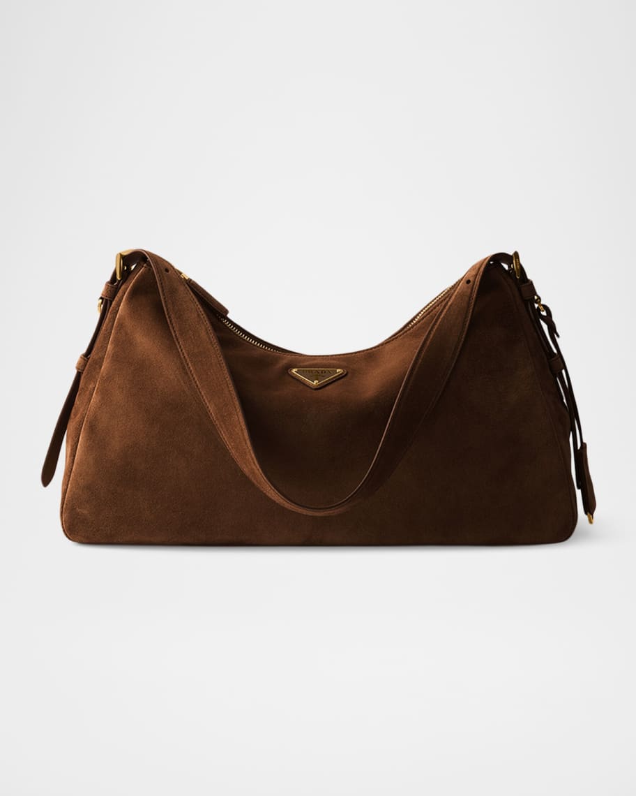 Prada Aime Large Suede Shoulder Bag | Neiman Marcus