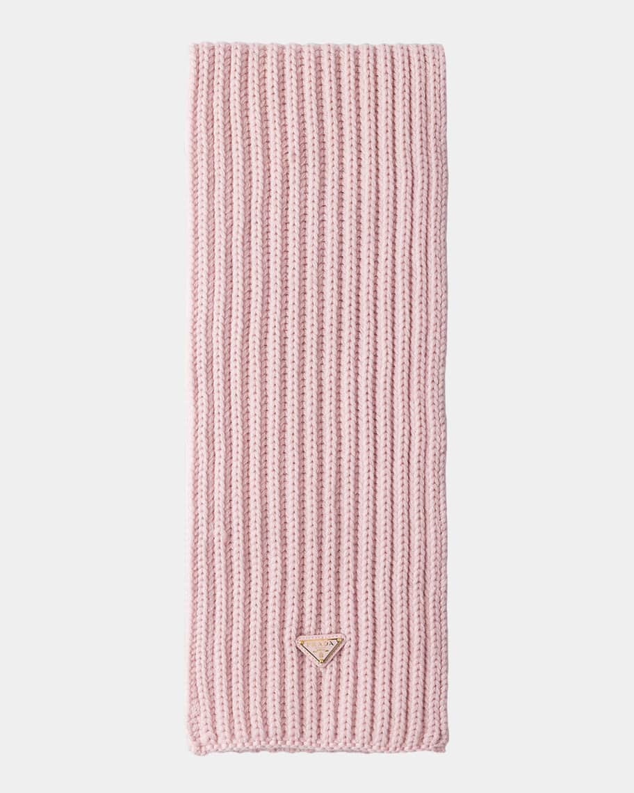 Prada Enameled Triangle Wool Knit Scarf | Neiman Marcus