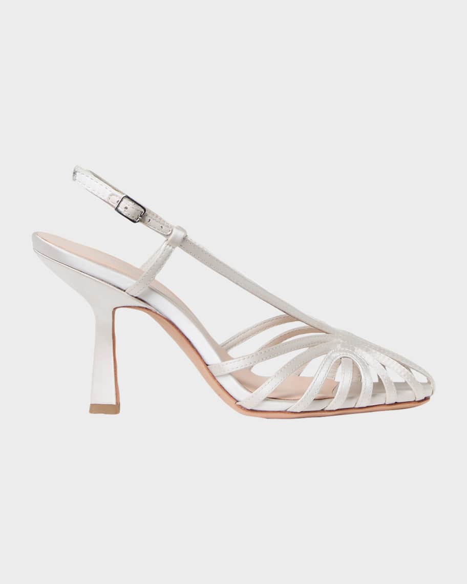 Loeffler Randall 70mm Alexandra Lattice Satin Pumps | Neiman Marcus