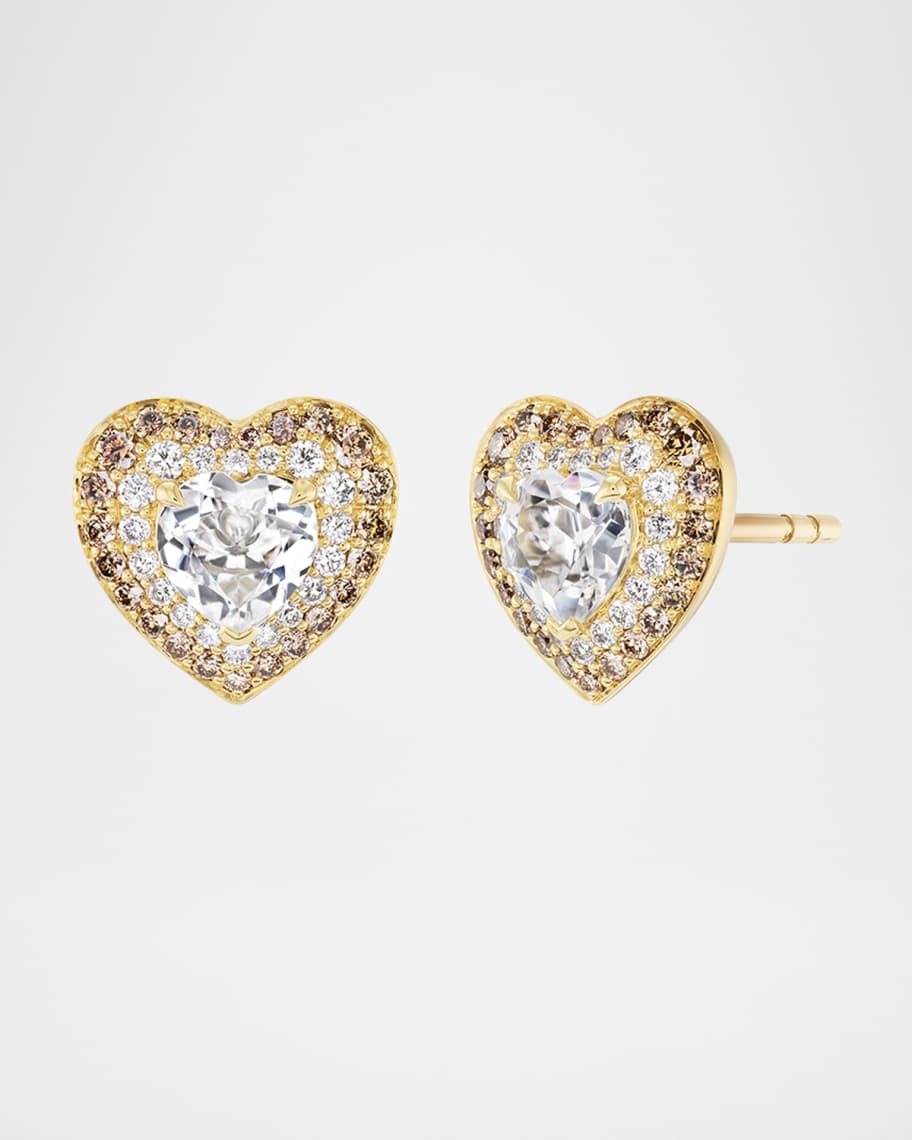 Emily P. Wheeler 18K Yellow Gold Heart Stud Earrings with Diamonds and ...