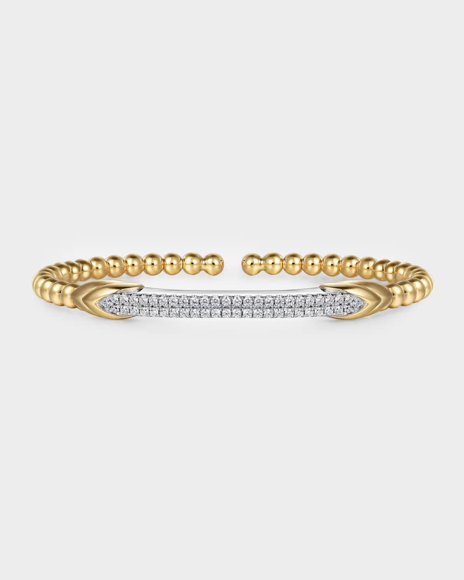 Gabriel & Co 14K White and Yellow Gold Bujukan Diamond Bar Split Bangle ...