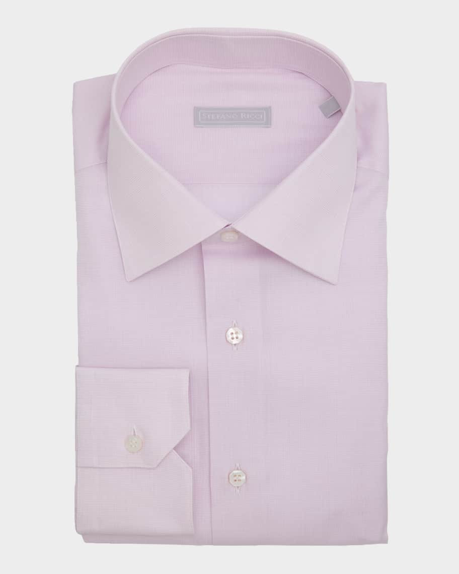 Stefano Ricci Men's Cotton Micro-Check Dress Shirt | Neiman Marcus