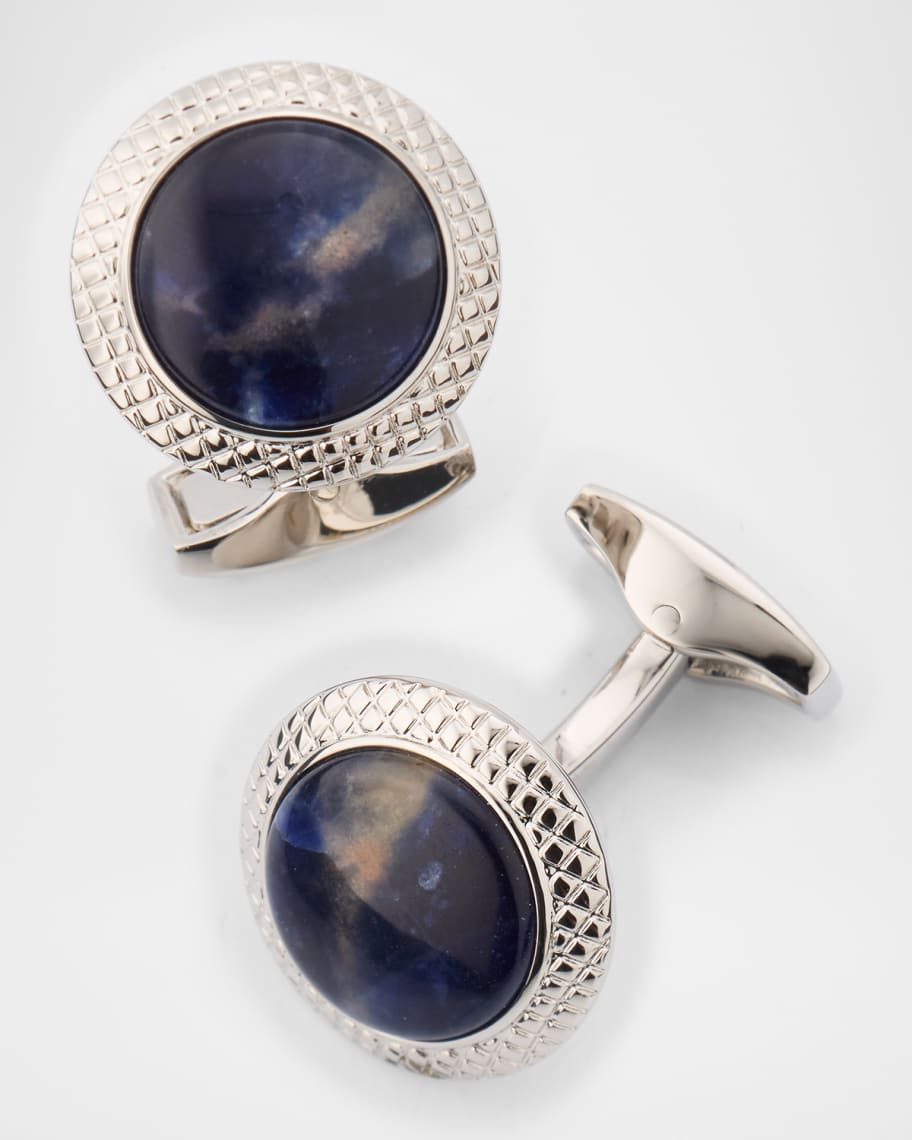 Tateossian Men's Cabochon Sodalite Round Cufflinks | Neiman Marcus