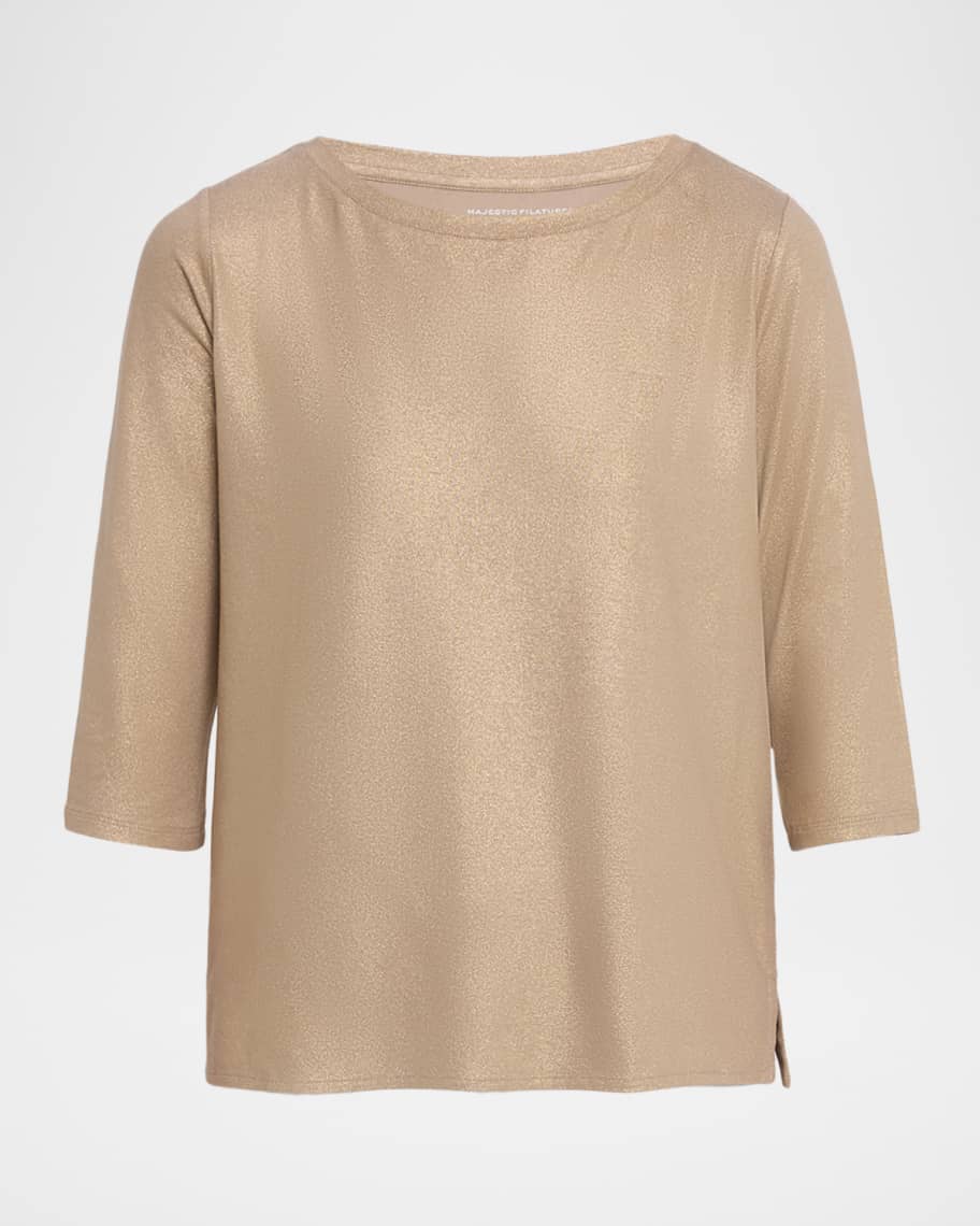 Majestic Filatures Metallic Three-Quarter Sleeve T-Shirt | Neiman Marcus