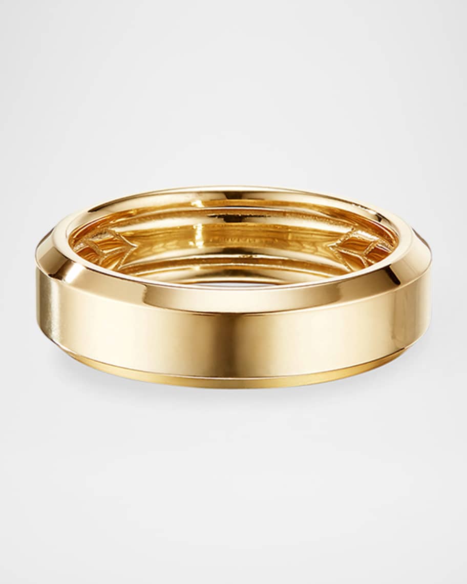 David Yurman Men's Beveled Band Ring in 18K Gold, 6mm | Neiman Marcus