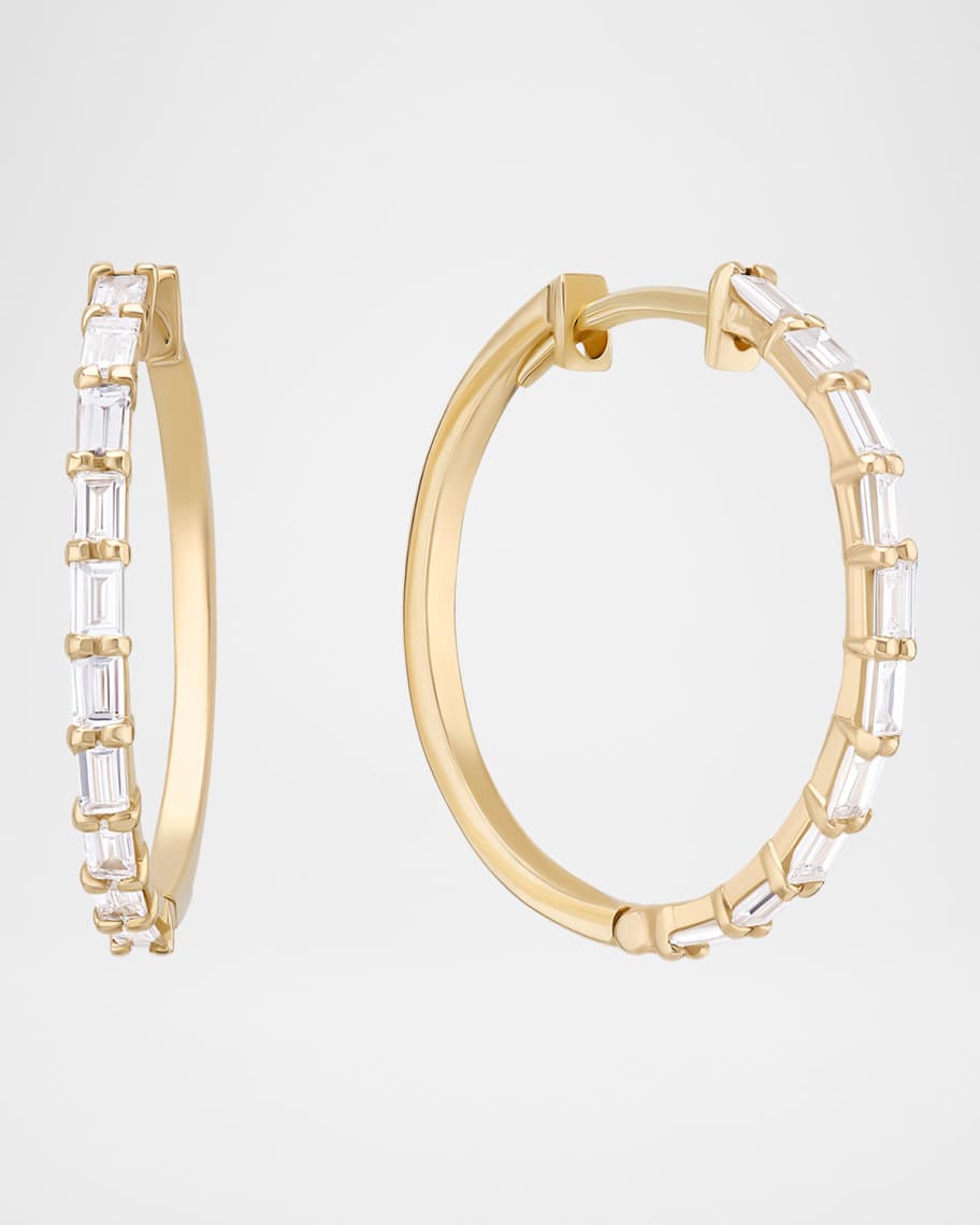 LANA Mini Baguette Diamond Hoop Earrings | Neiman Marcus