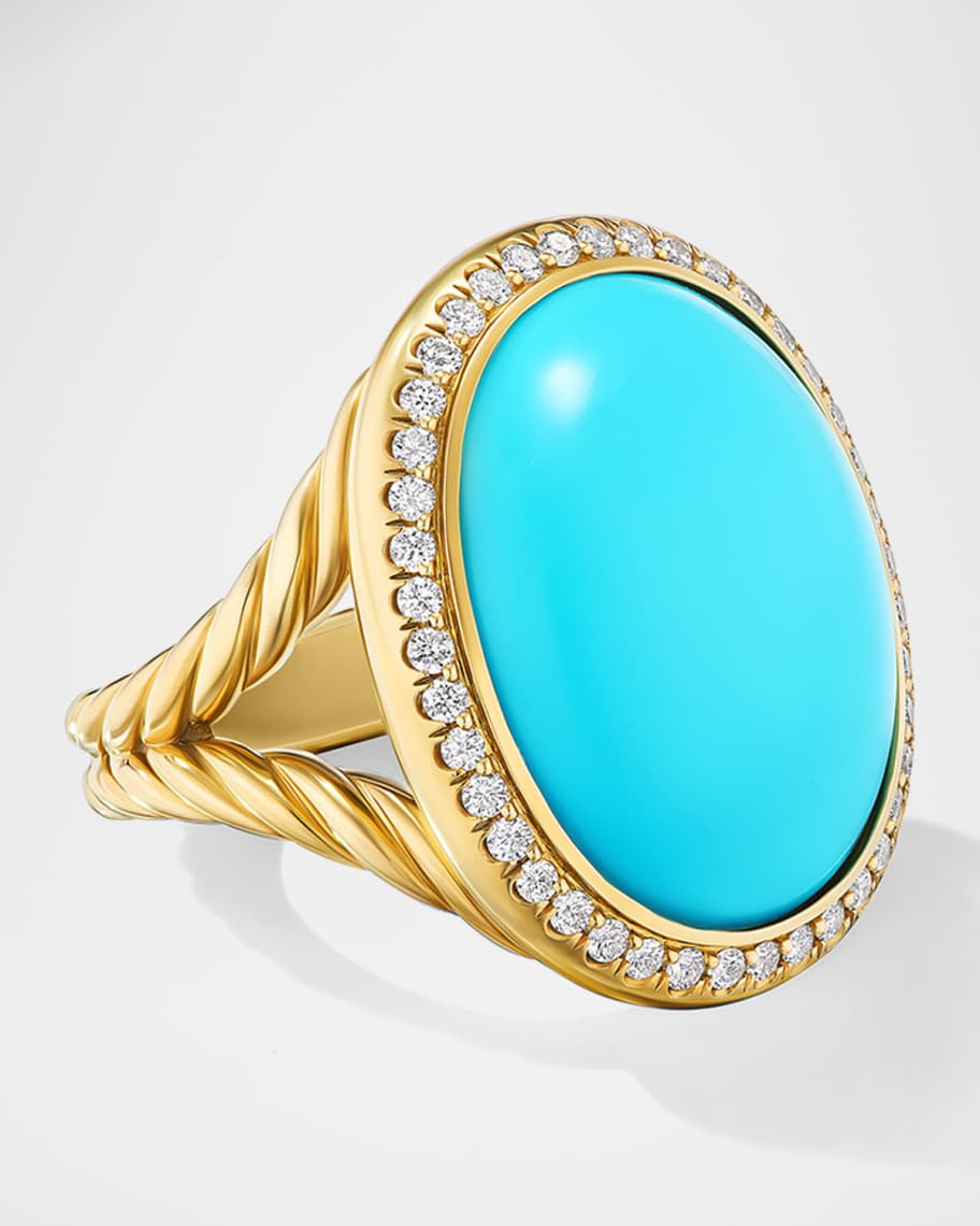 David Yurman Oval Ring with Gemstone and Diamonds in 18K Gold | Neiman ...