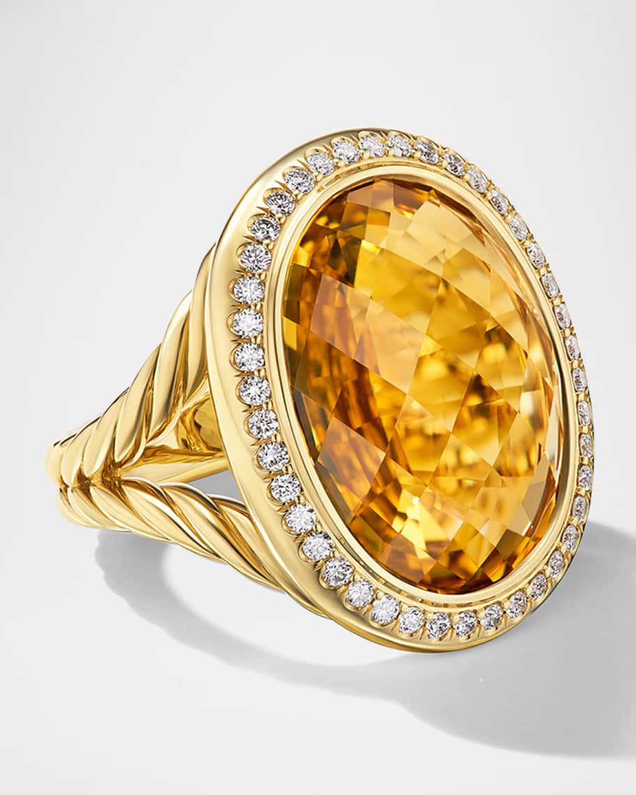 David Yurman Oval Ring with Gemstone and Diamonds in 18K Gold | Neiman ...