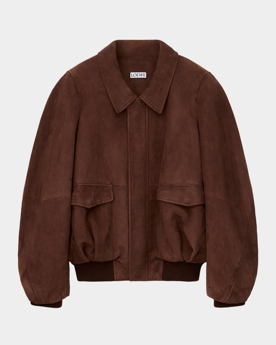 Loewe Suede Oversized Bomber Jacket | Neiman Marcus