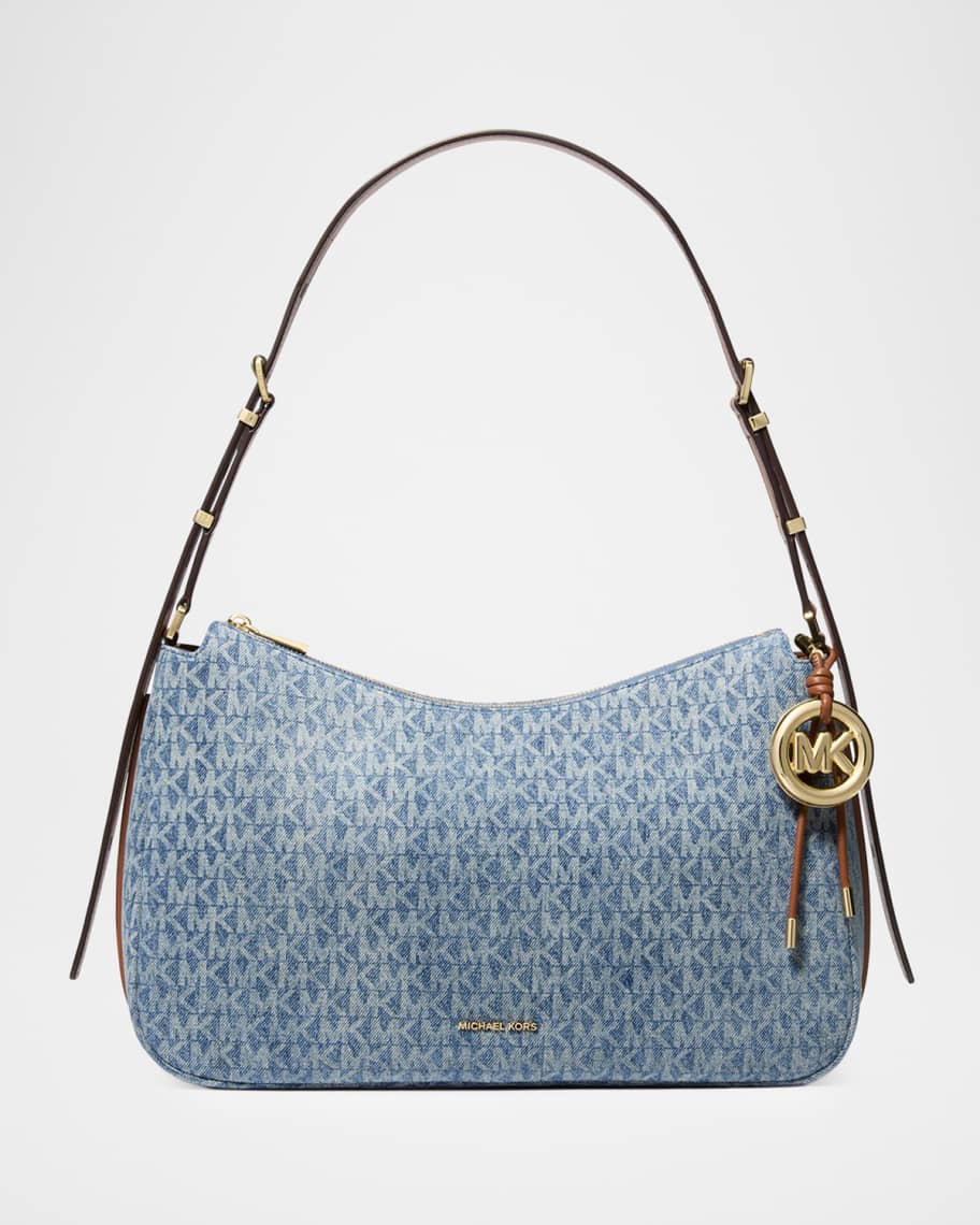 MICHAEL Michael Kors Nolita Medium Signature Logo Print Denim Chain ...