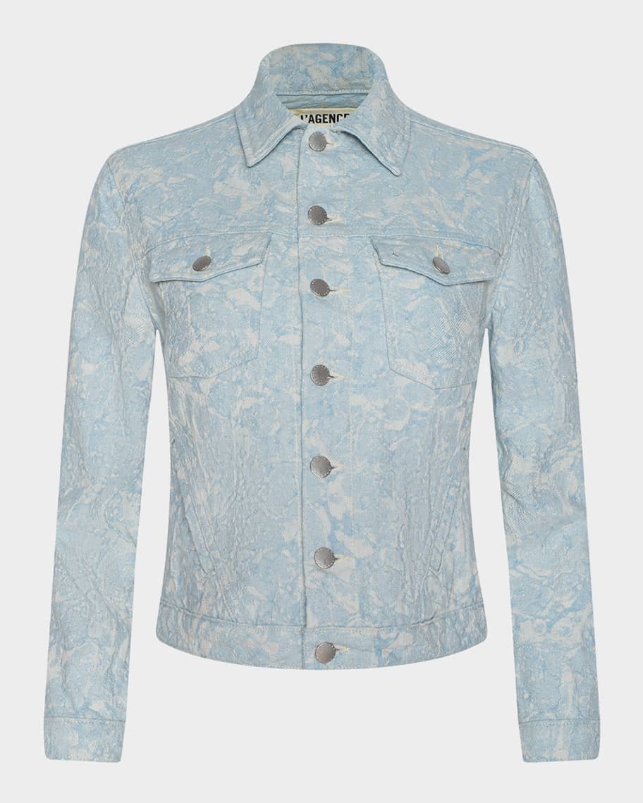 L'Agence Maven Slim Floral Denim Jacket | Neiman Marcus