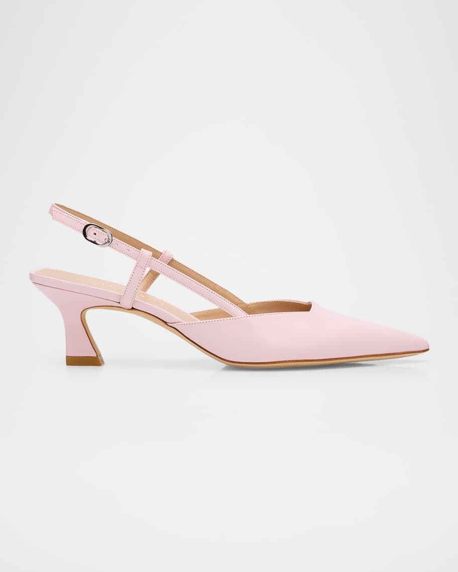 Stuart Weitzman 50mm Vinnie Leather Slingback Pumps | Neiman Marcus