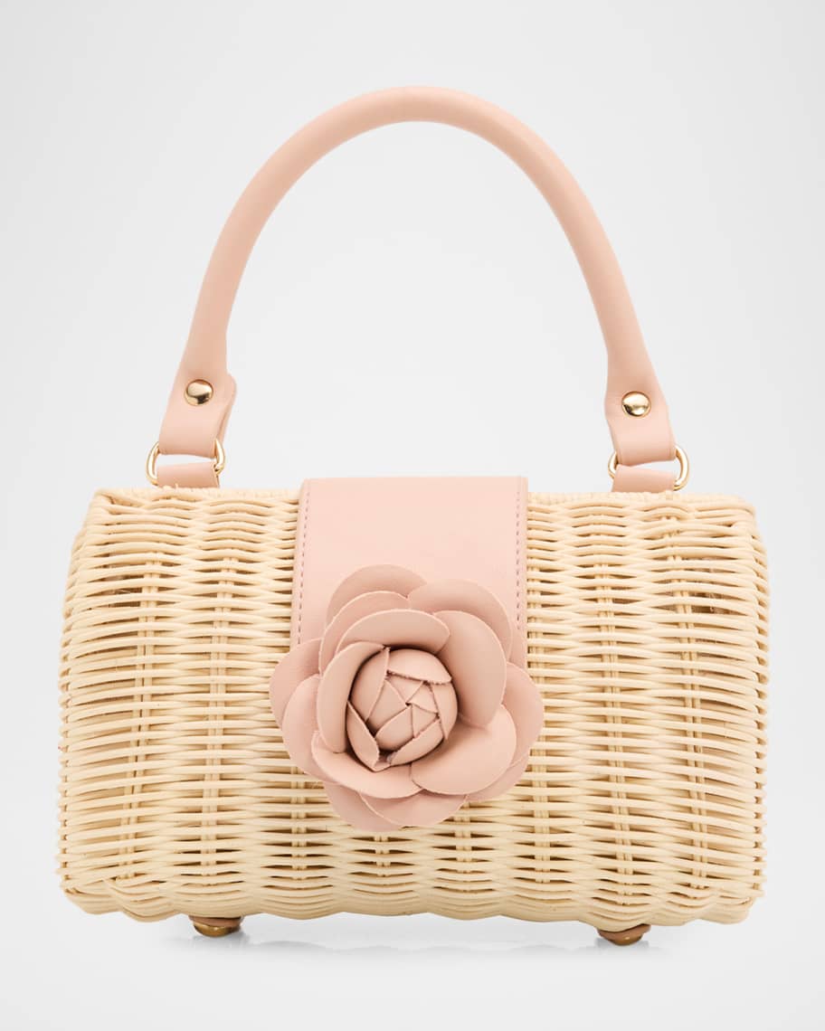 BTB Los Angeles Melody Flower-Embellished Raffia Top-Handle Bag ...