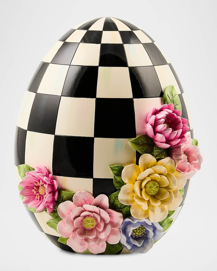 MacKenzie-Childs Frolic Spring Floral Tabletop Easter Egg | Neiman Marcus