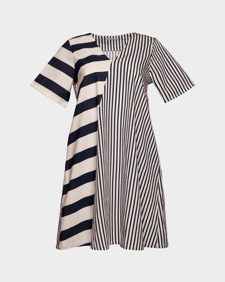 Frances Valentine Schooner Mixed Stripe Cotton Dress | Neiman Marcus