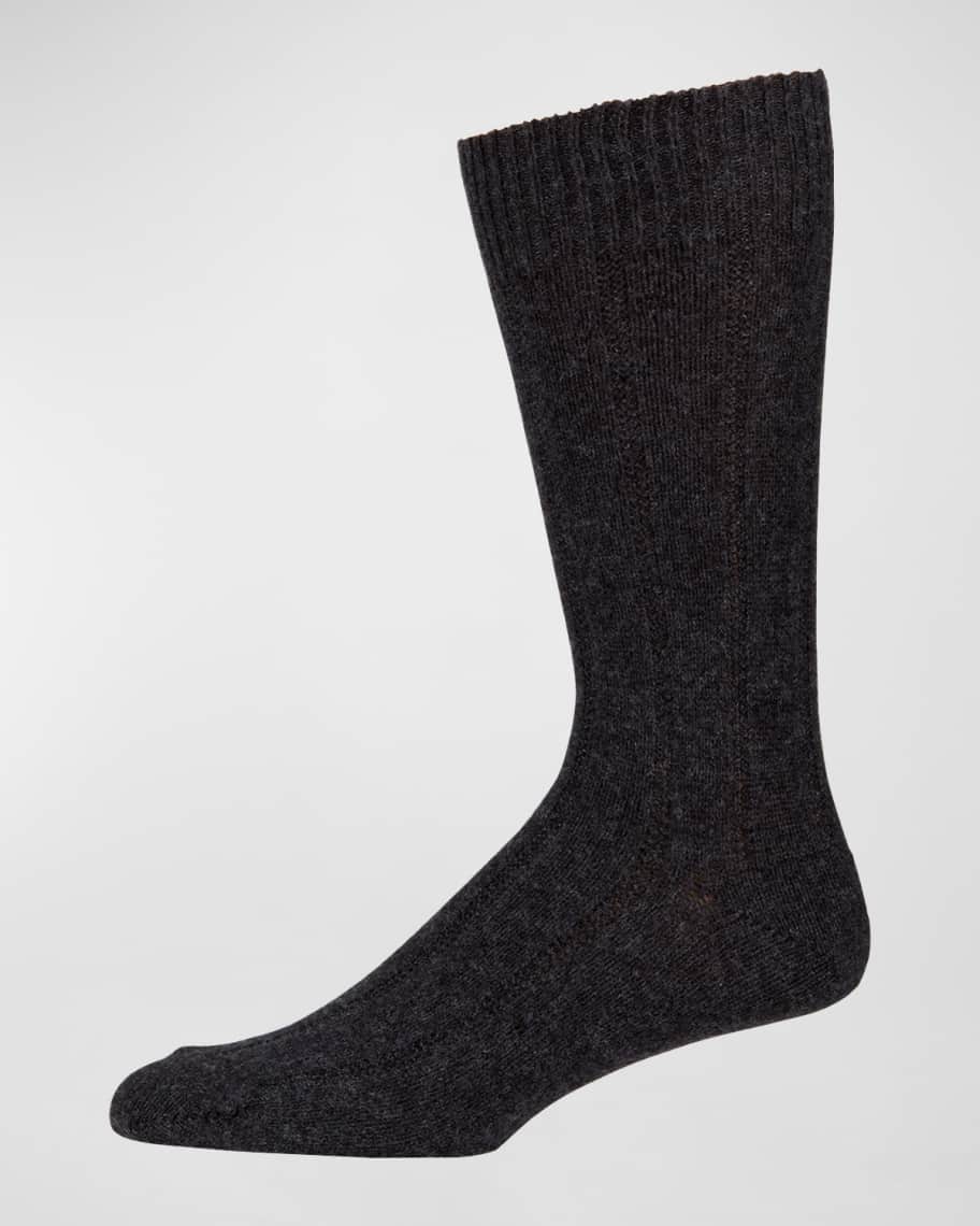 Neiman Marcus Men's Ribbed Cashmere Socks | Neiman Marcus