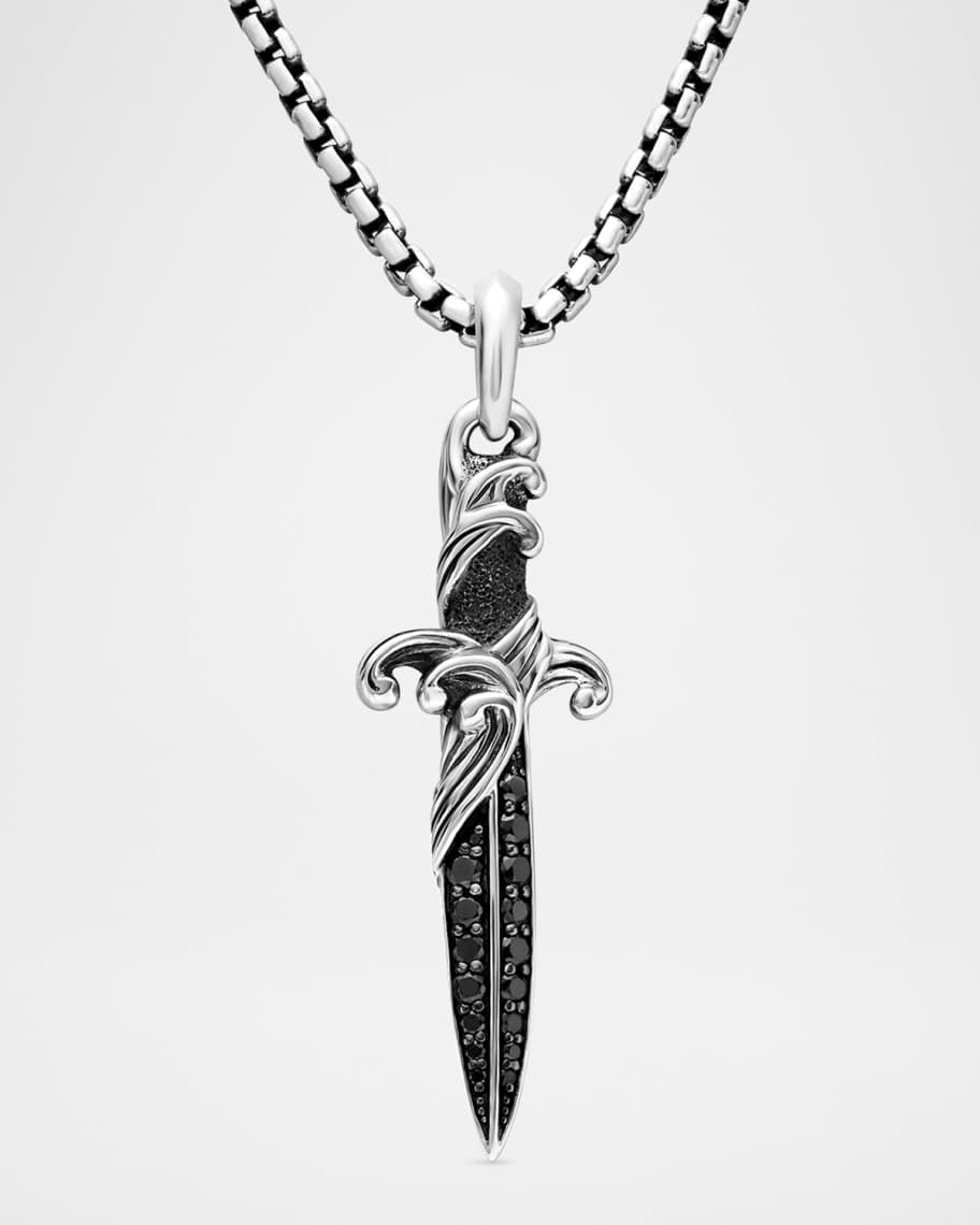 David Yurman Men's Waves Dagger Pendant with Black Diamonds in Silver ...