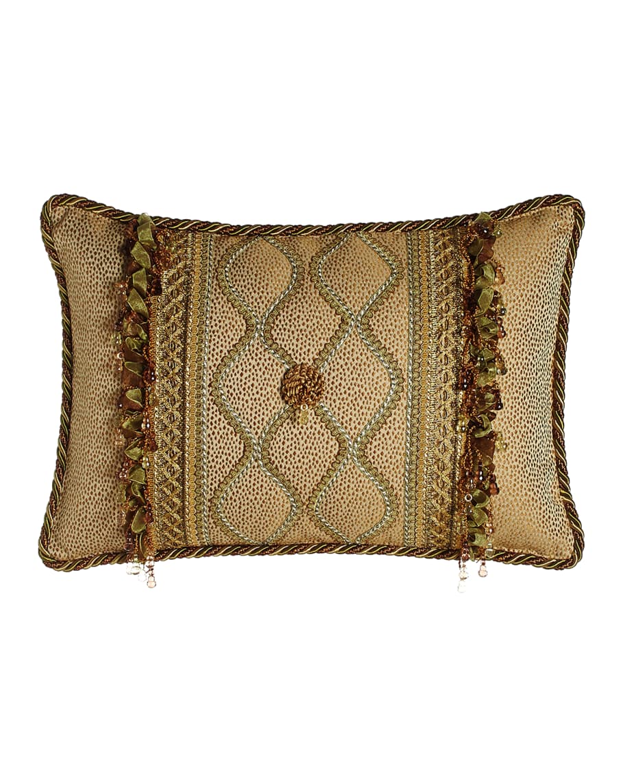 Sweet Dreams Oblong Rosette Pillow with Gimp Accents & Ribbon & Bead ...