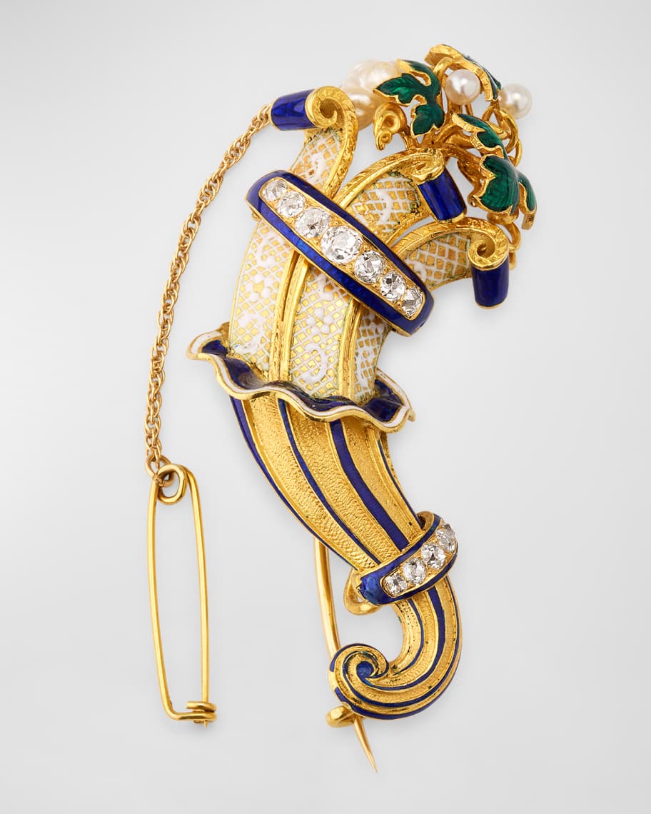 NM Estate Estate Victorian 18K Yellow Gold Horn of Plenty Pin with ...