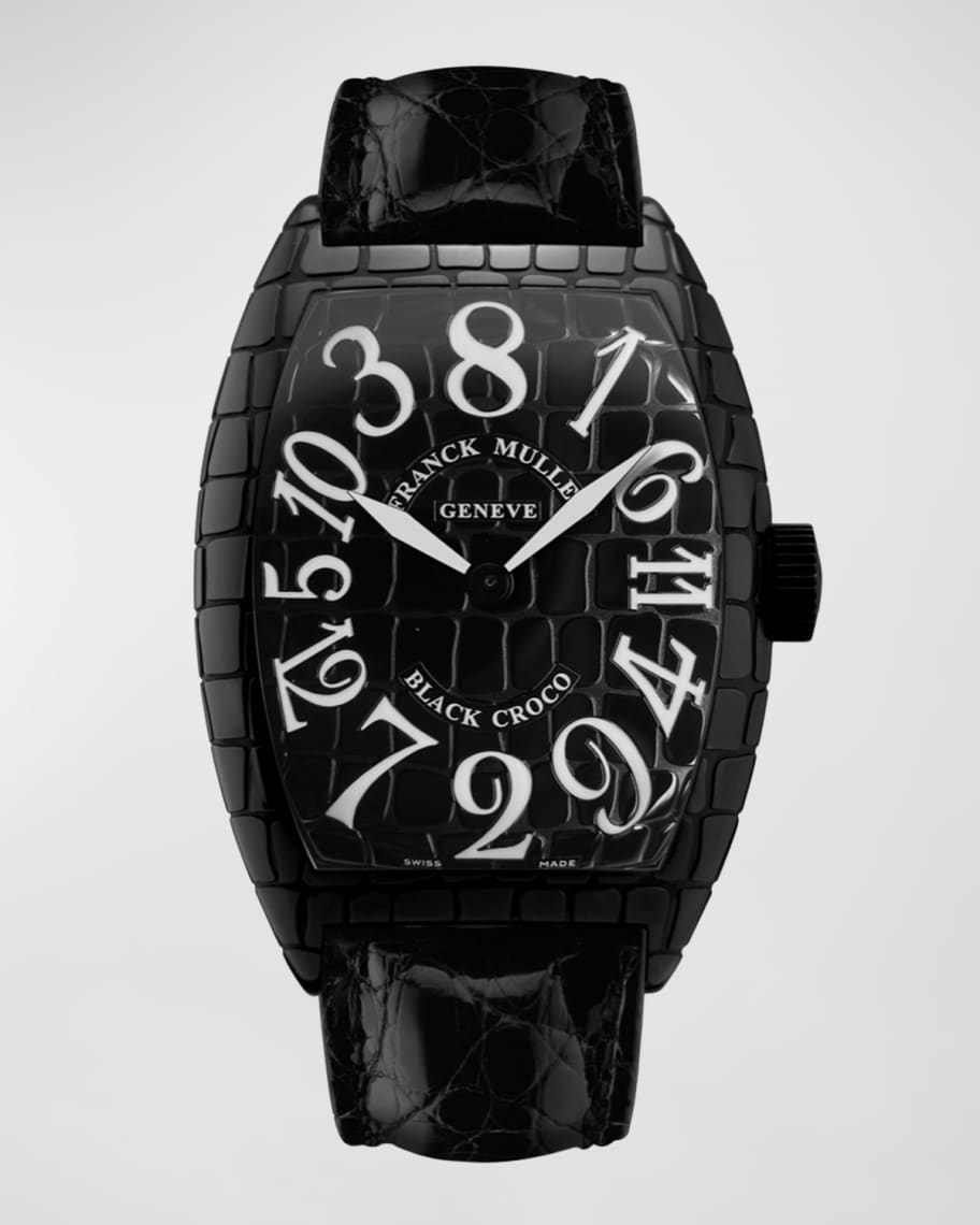 Franck Muller Men's Black Croco Crazy Hours Watch in Black Steel ...