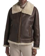 Giorgio Armani Leather Shearling-Lined Motorcycle Jacket | Neiman Marcus