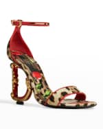 Dolce&Gabbana DG Cherry Leopard Baroque-Heel Sandals | Neiman Marcus