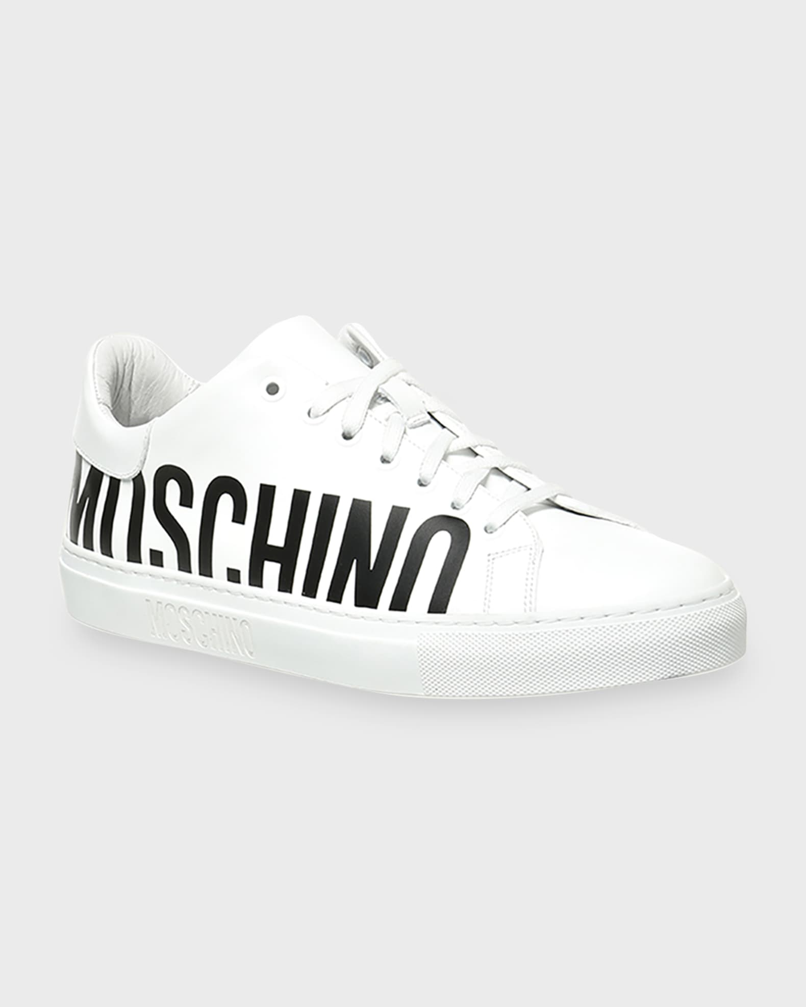 Moschino Men's Bicolor Logo Leather Low-Top Sneakers | Neiman Marcus