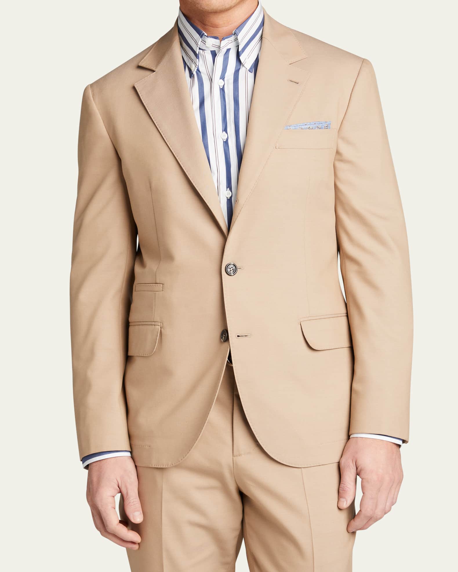 Brunello Cucinelli Men's Solid Stretch-Gabardine Suit | Neiman Marcus