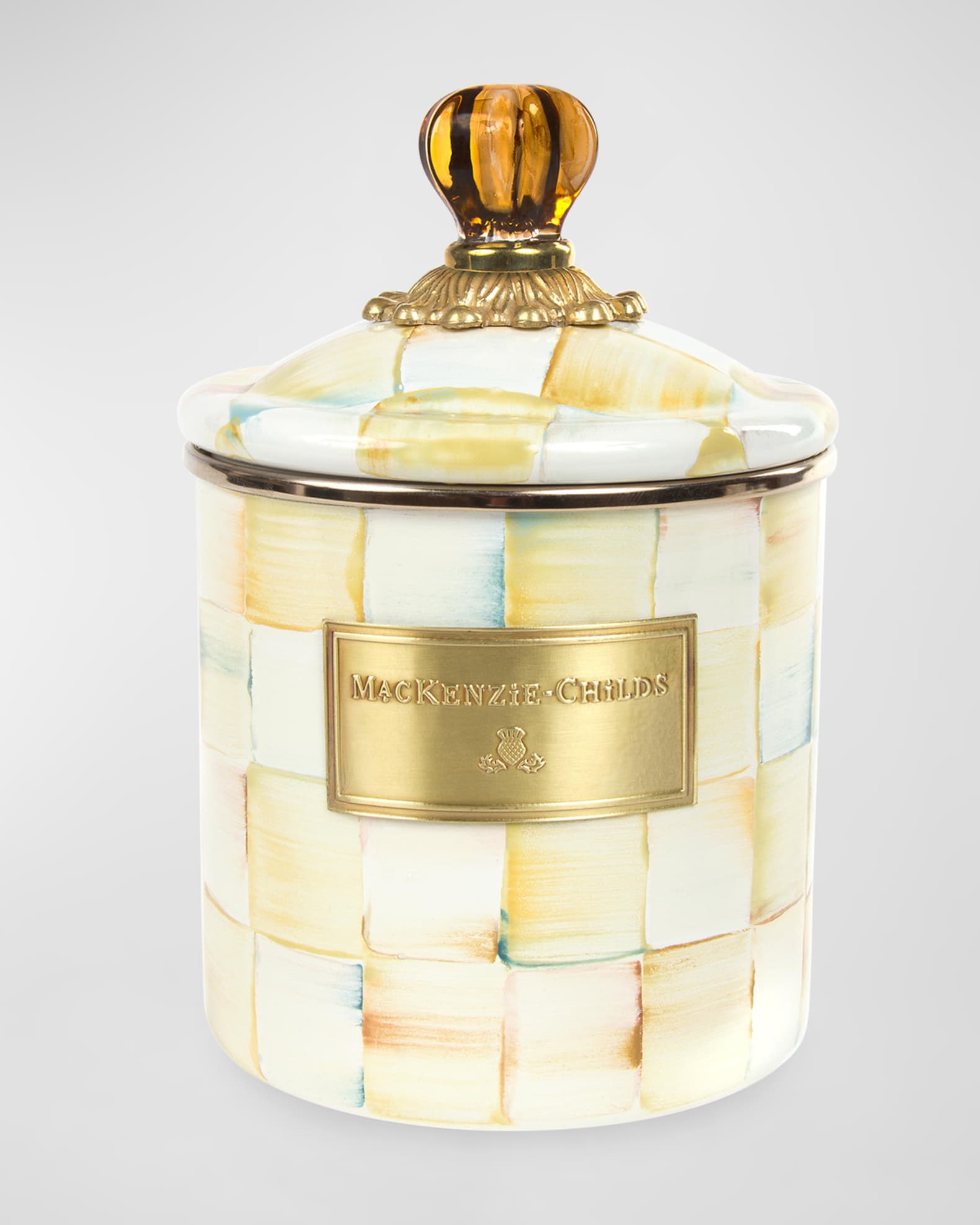 MacKenzie-Childs Small Parchment Check Canister | Neiman Marcus