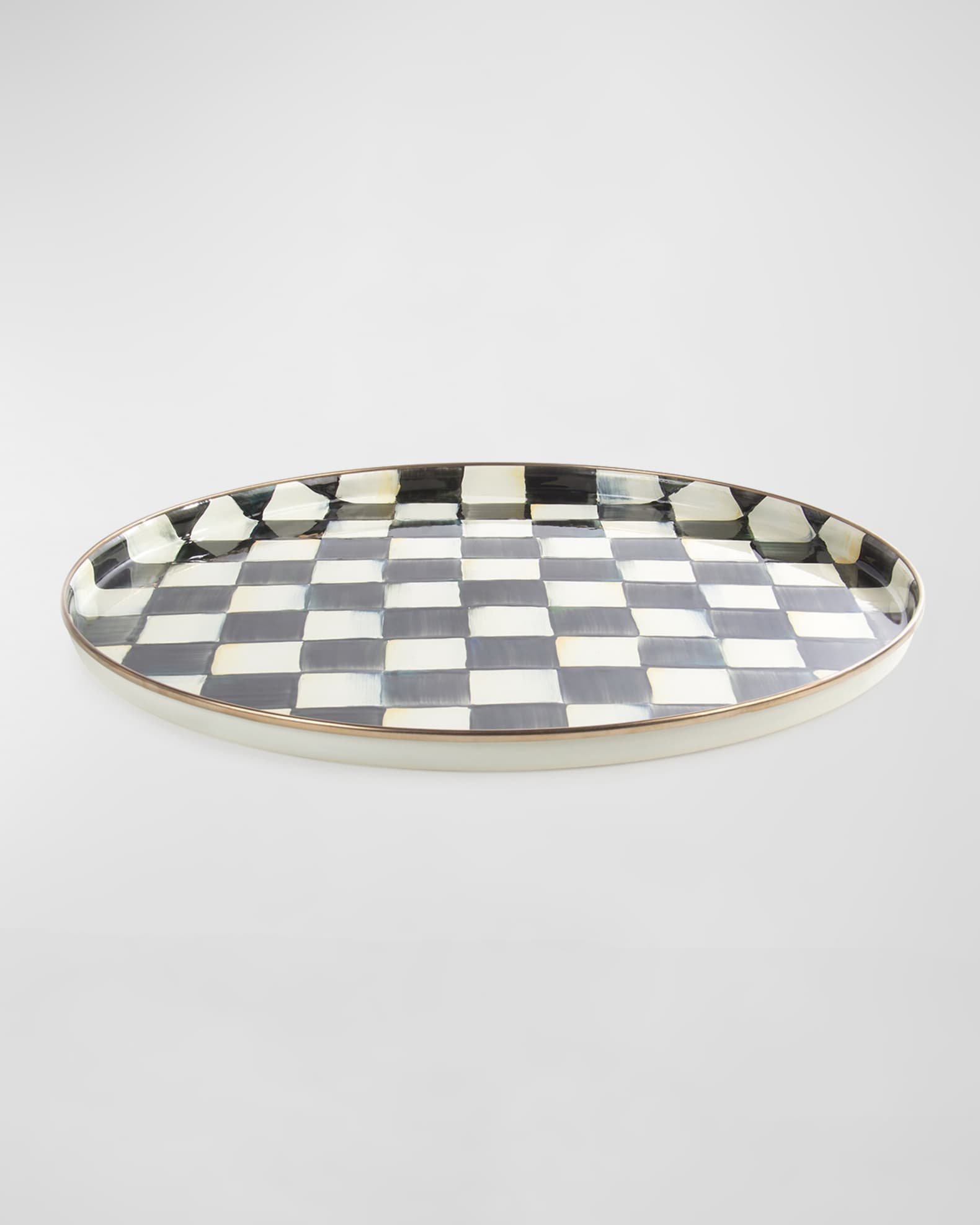 MacKenzie-Childs Courtly Check Round Enamel Tray | Neiman Marcus