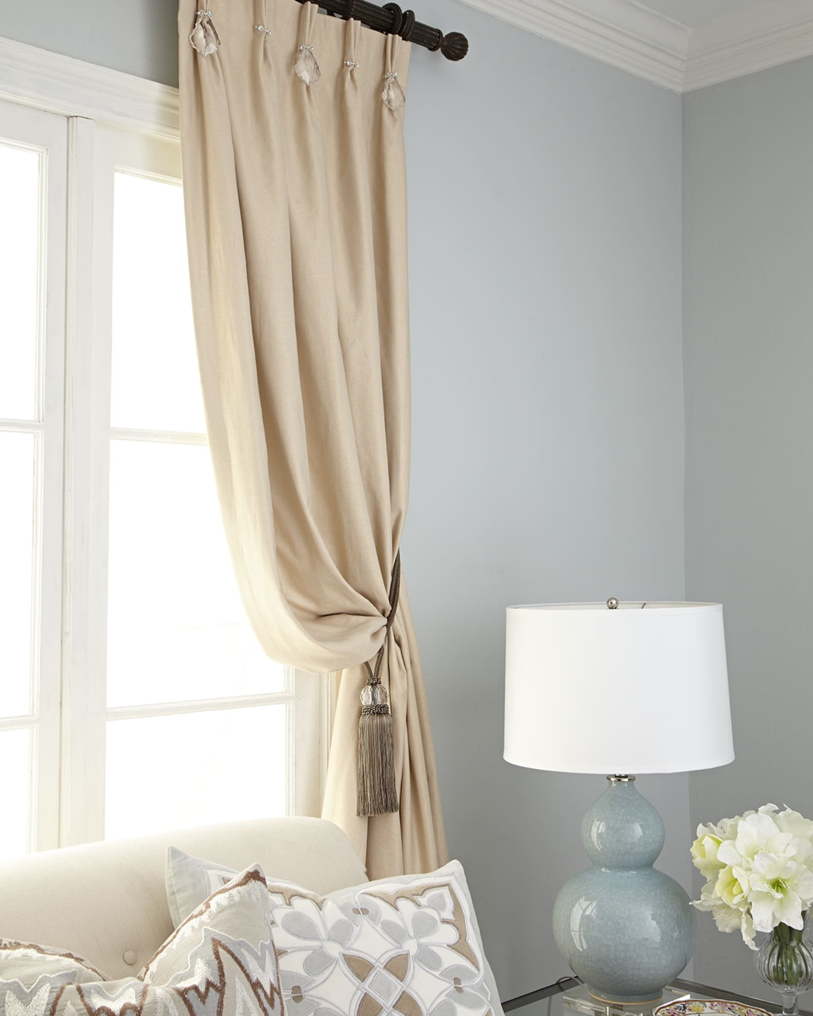 Misti Thomas Modern Luxuries 108"L Shimmer Curtain with Asfour Crystals ...