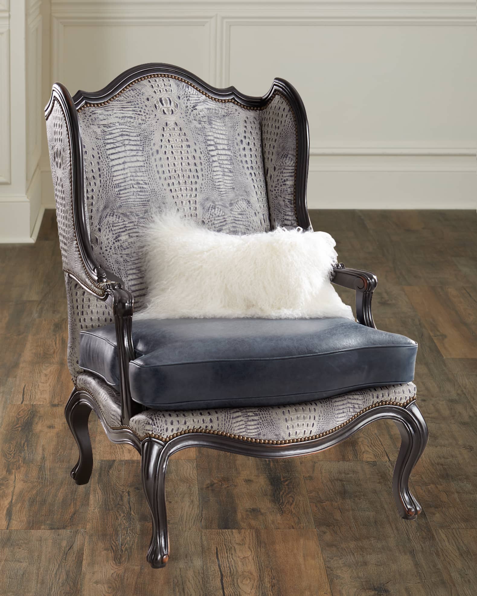 Massoud Beth Leather Wingback Chair | Neiman Marcus