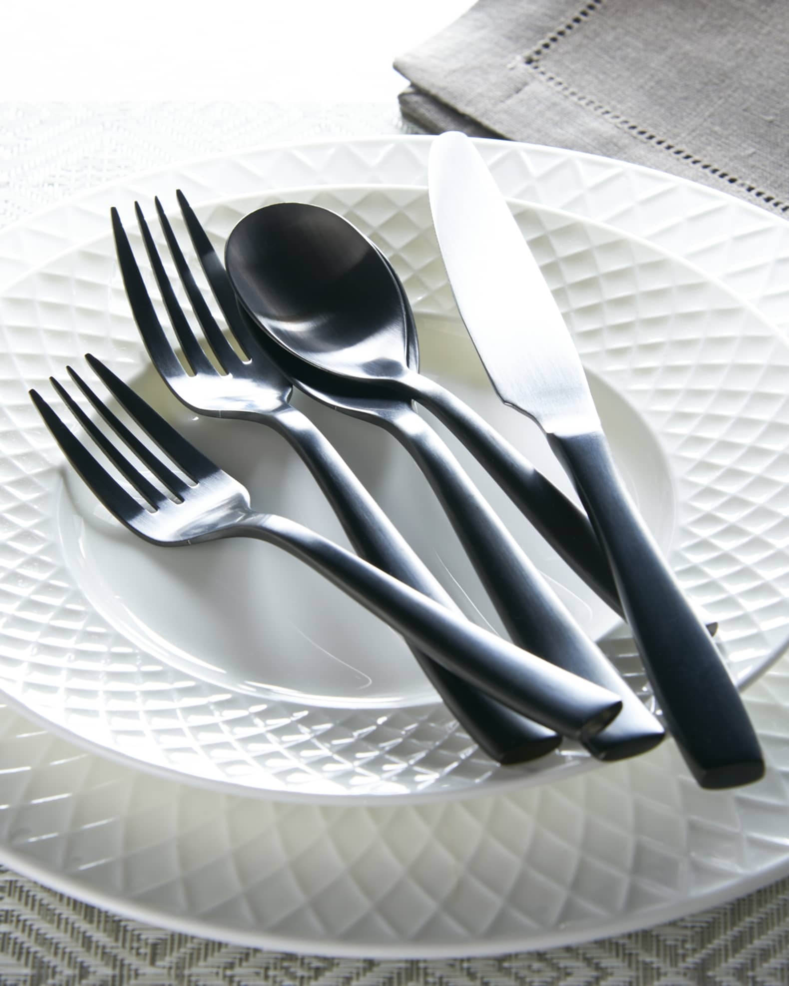 Mikasa 20-Piece Delano Gunmetal Flatware Service | Neiman Marcus