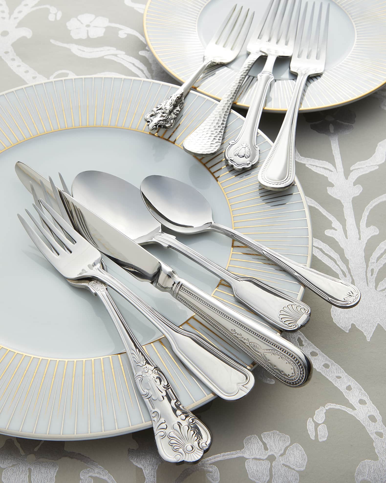 Wallace Silversmiths 65-Piece Euro Hammered Flatware Service | Neiman ...