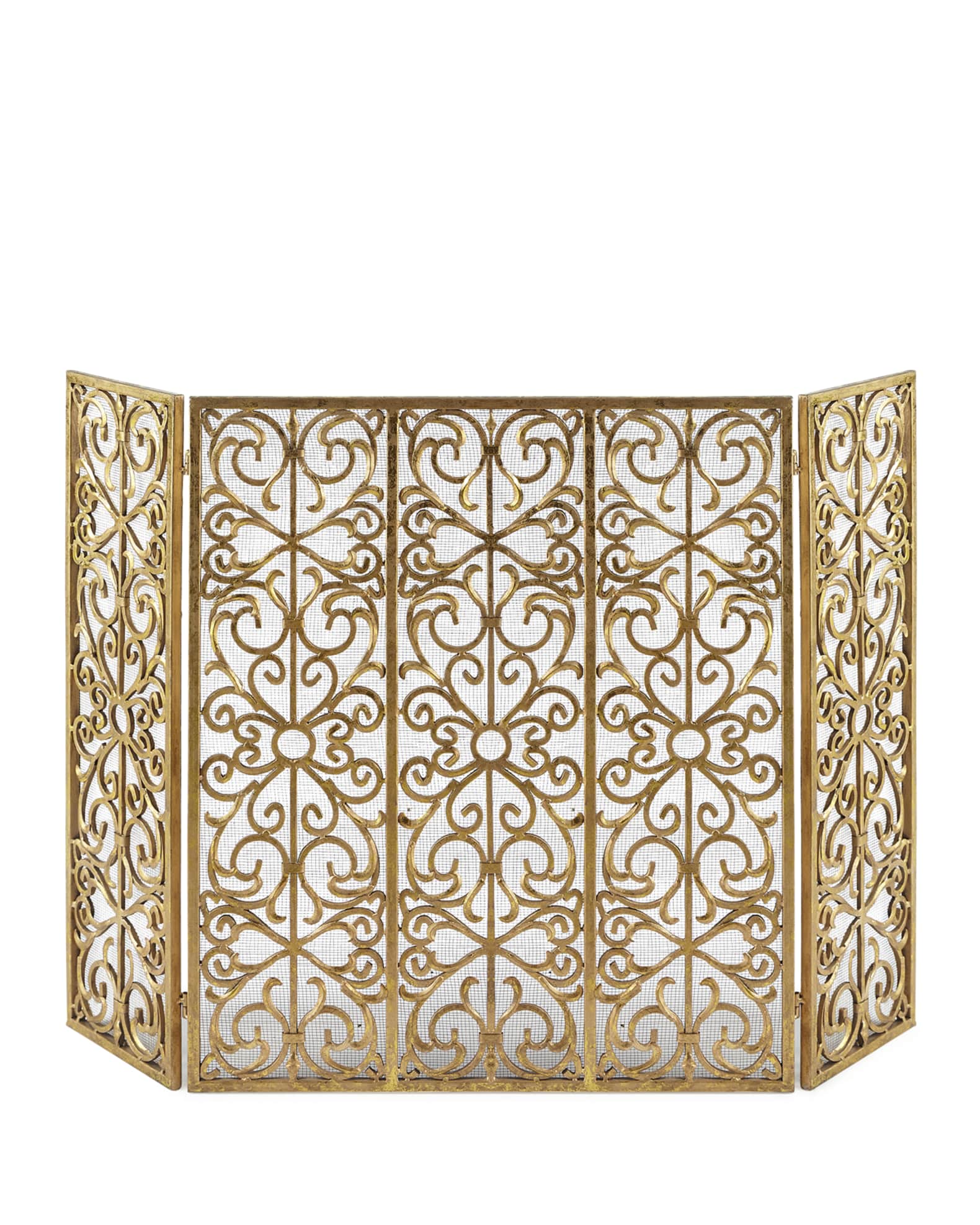 Iron Three-Panel Fire Screen | Neiman Marcus