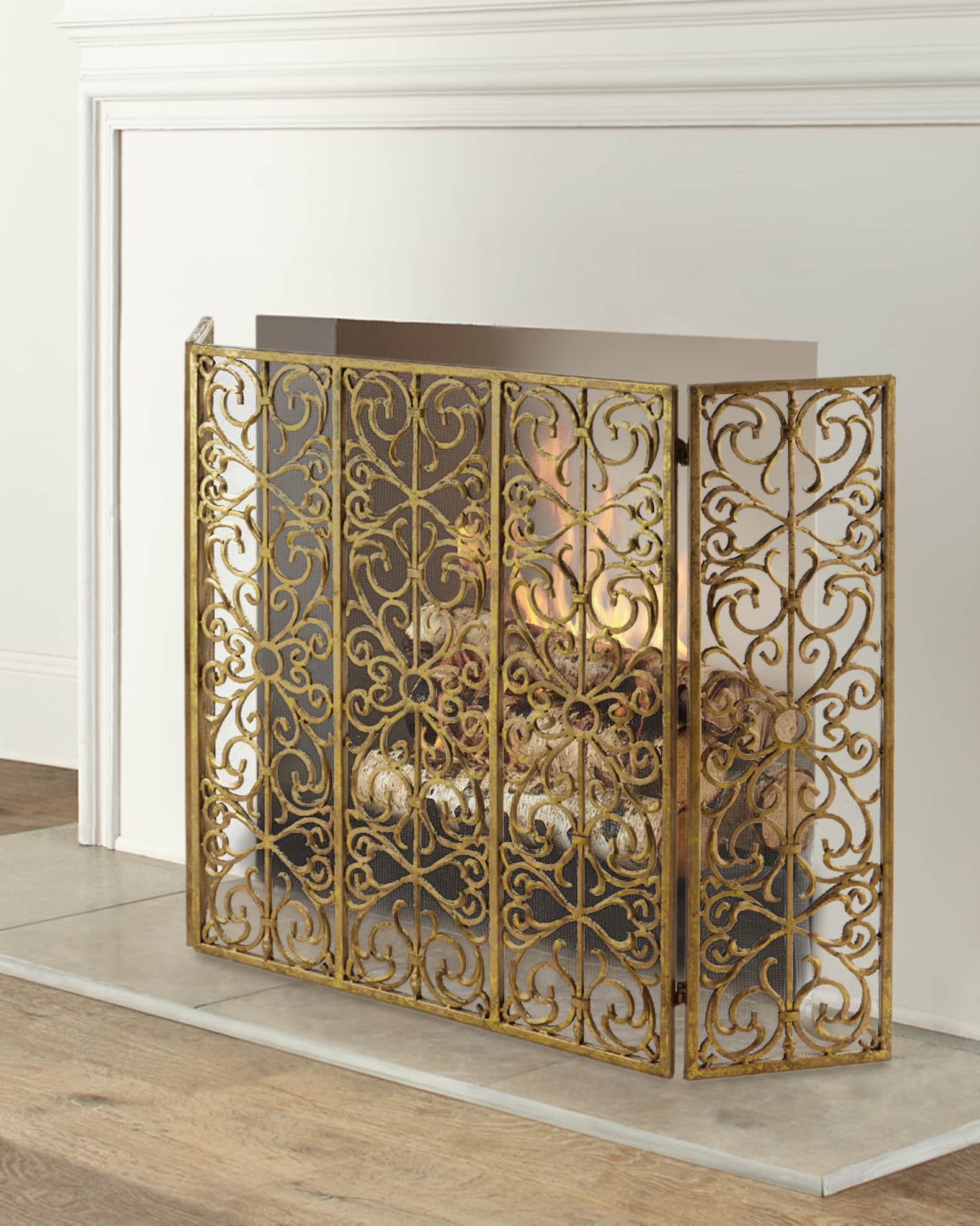Iron Three-Panel Fire Screen | Neiman Marcus