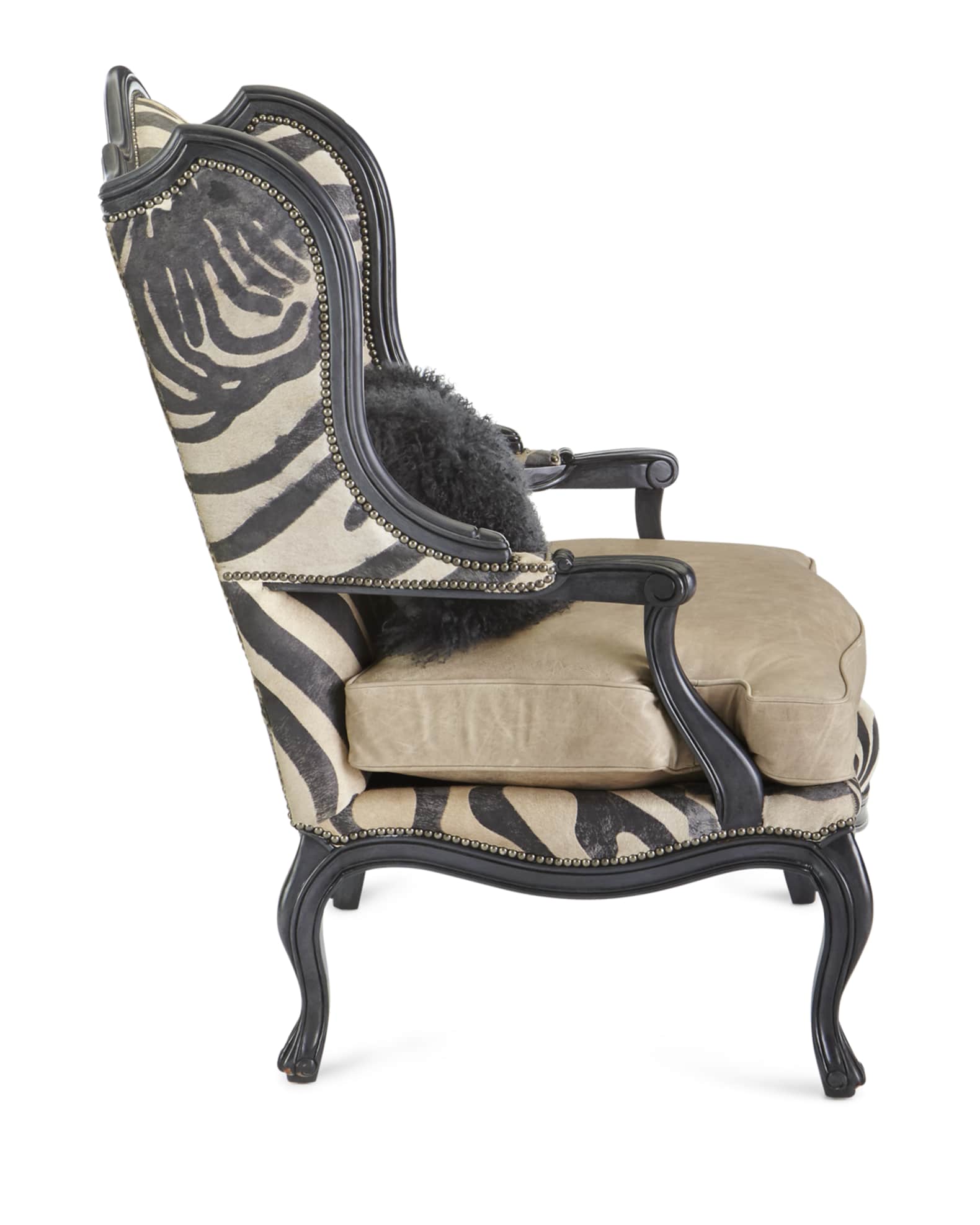 Massoud Wilder Leather Zebra Wing Chair | Neiman Marcus