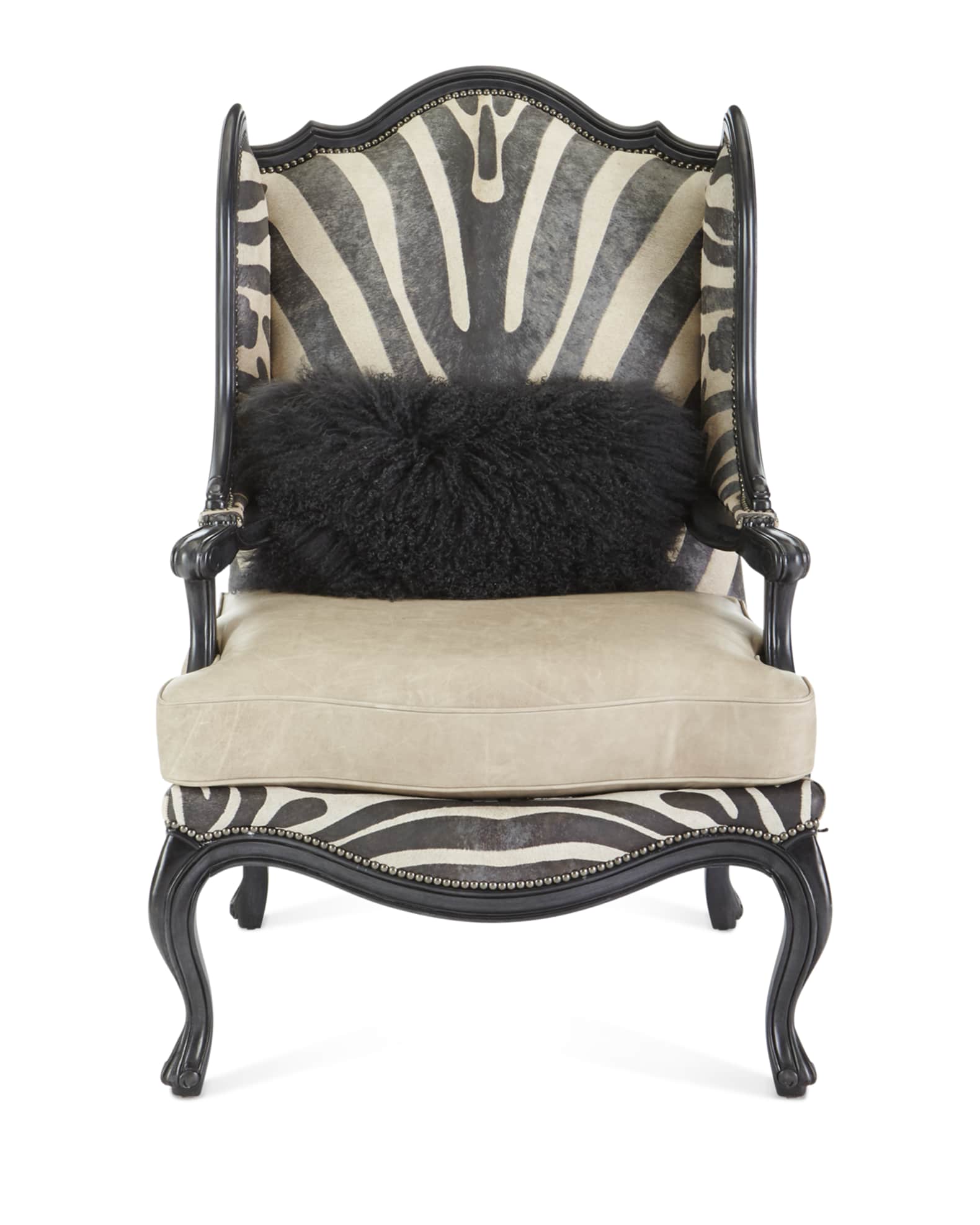 Massoud Wilder Leather Zebra Wing Chair | Neiman Marcus
